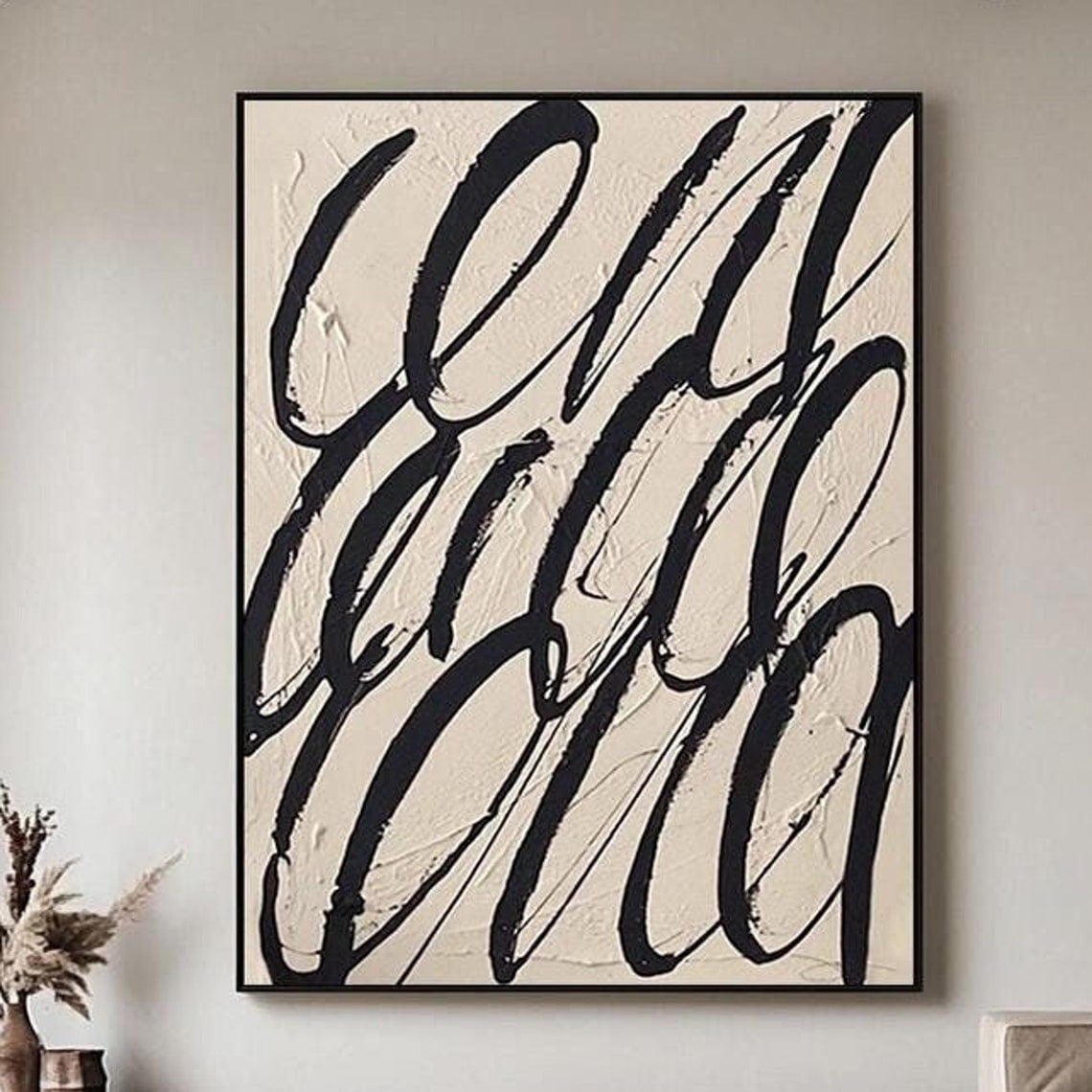 Large Minimalist Graffiti Painting， Cy Twombly Abstract Expressionism ...