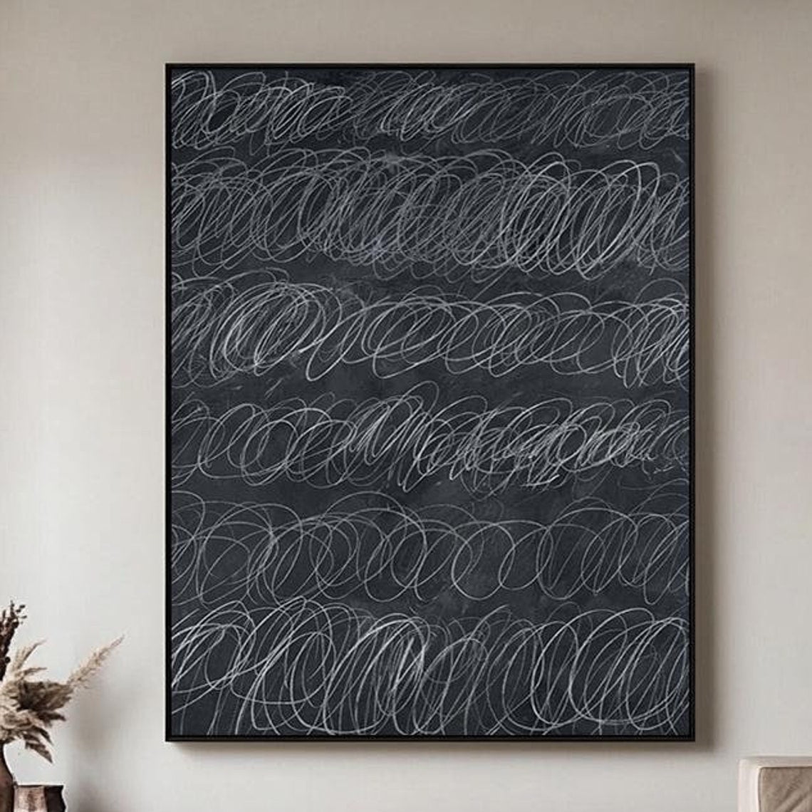 Large Minimalist Graffiti Painting, Cy Twombly, Modern Painting ...