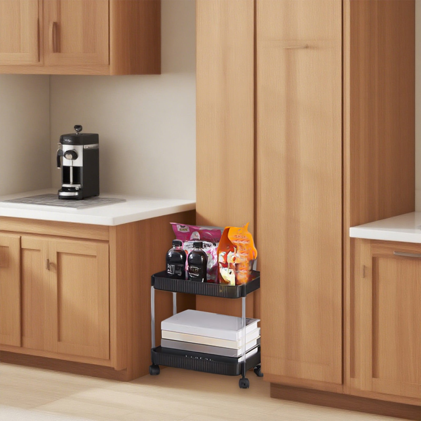 Large Mobile Storage Cart with Wheels | 3-Tier Adjustable Shelves ...