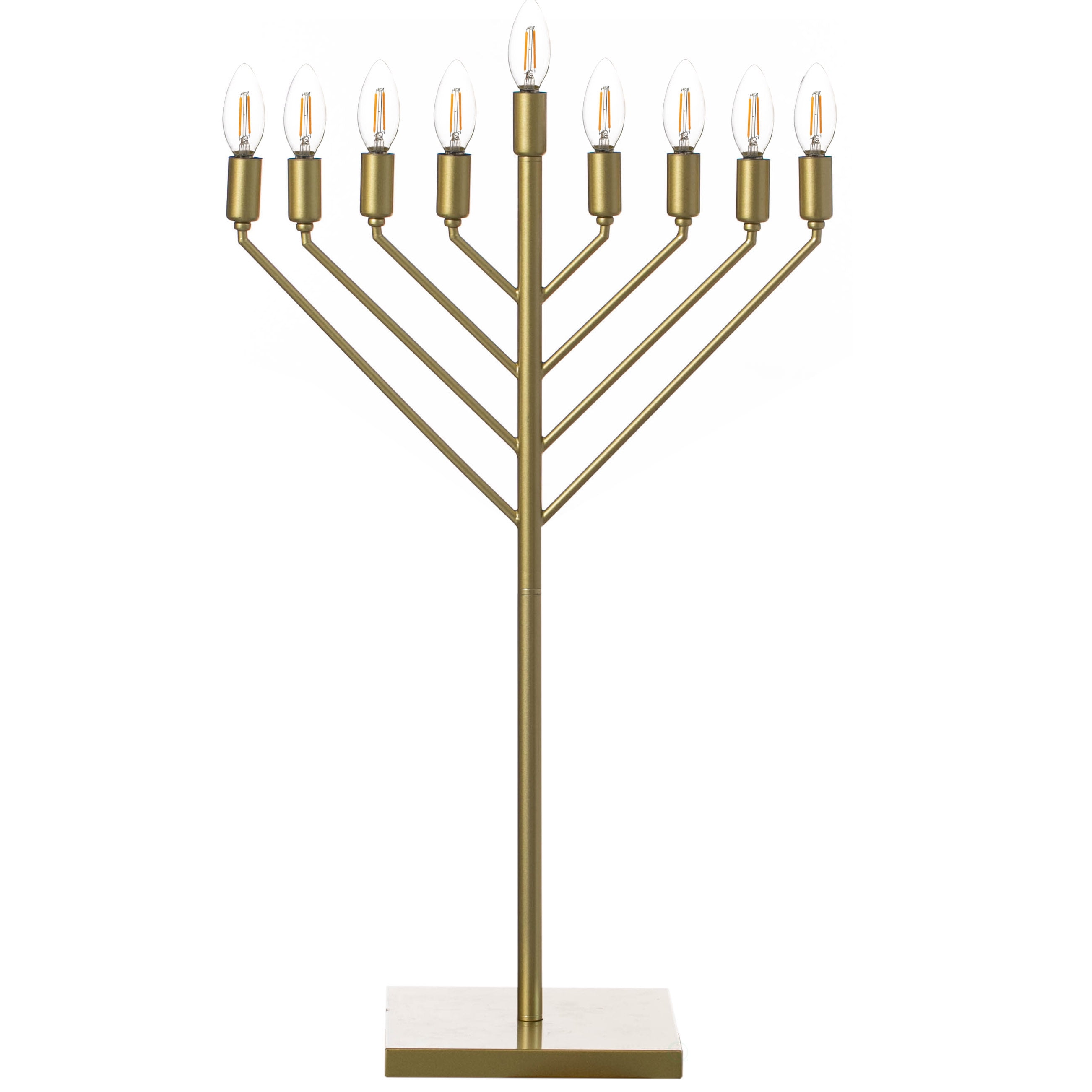 Vintiquewise Large Modern Antique Gold Electric Hanukkah Menorah with ...
