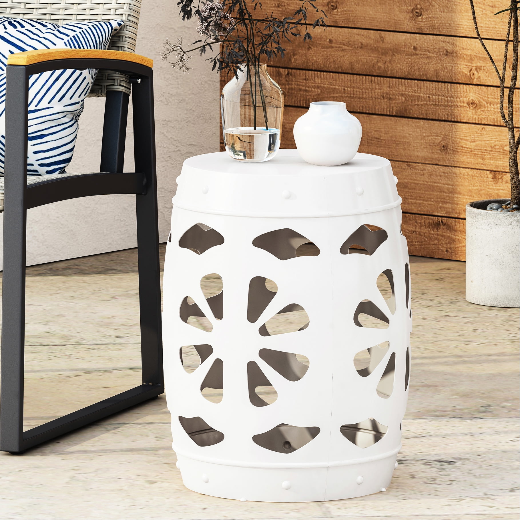 Large Modern Iron Table In White Finish - No Assembly, Elegant Design ...