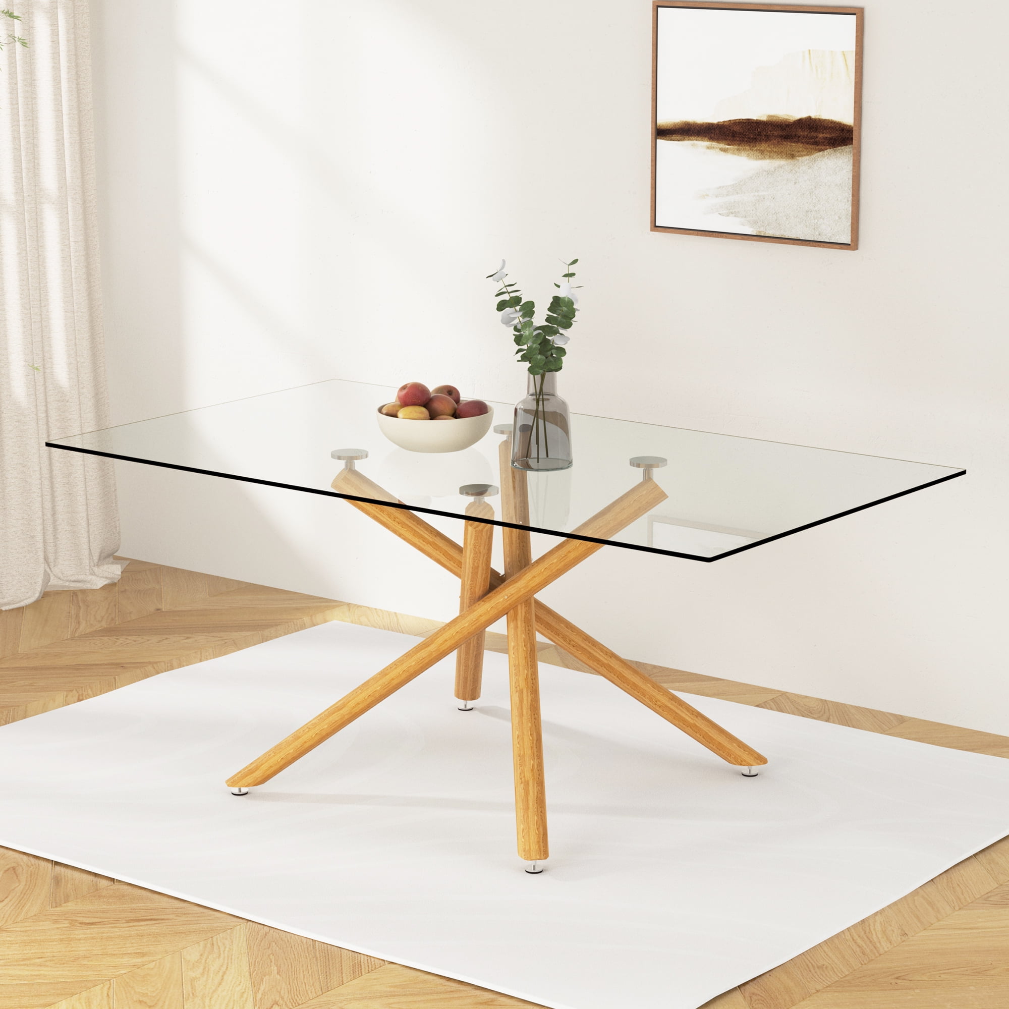Large Modern Minimalist Rectangular Glass Dining Table for 6-8 with 0. ...