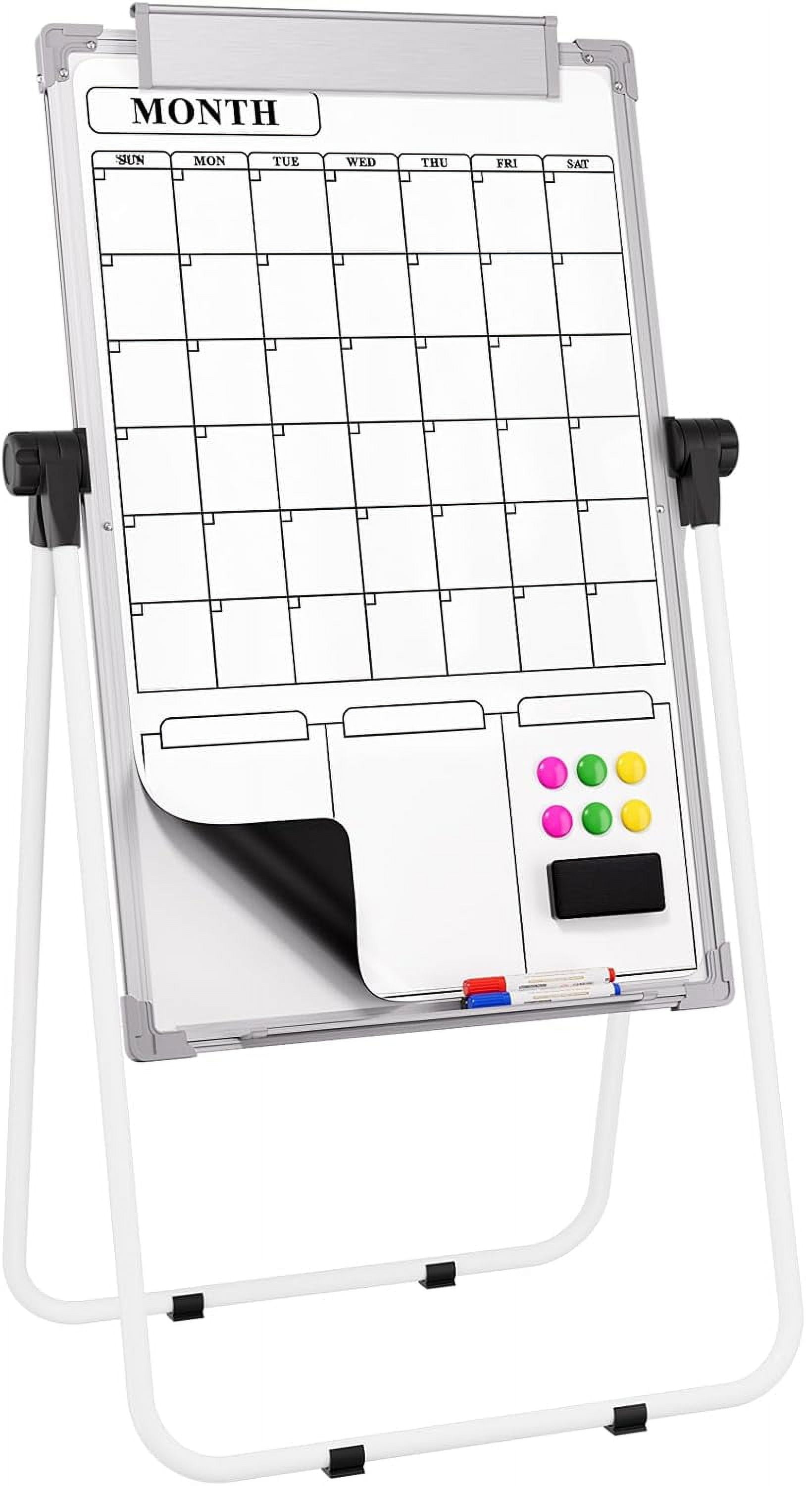 Large Monthly White Board Stand with Calendar, 36" x 24" Double Sided ...