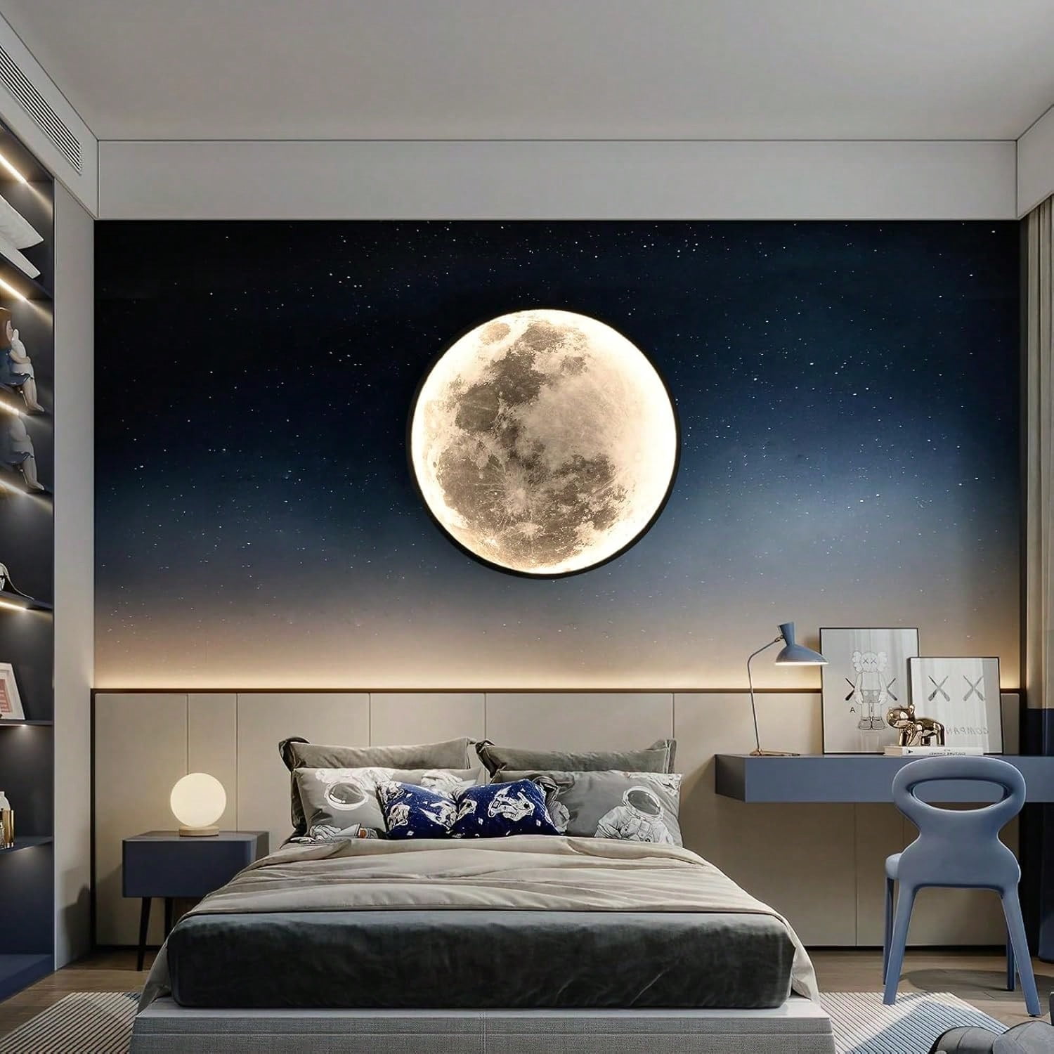 Large Moon Wall Sconce Plug In Modern LED Dimmable Wall Light With ...