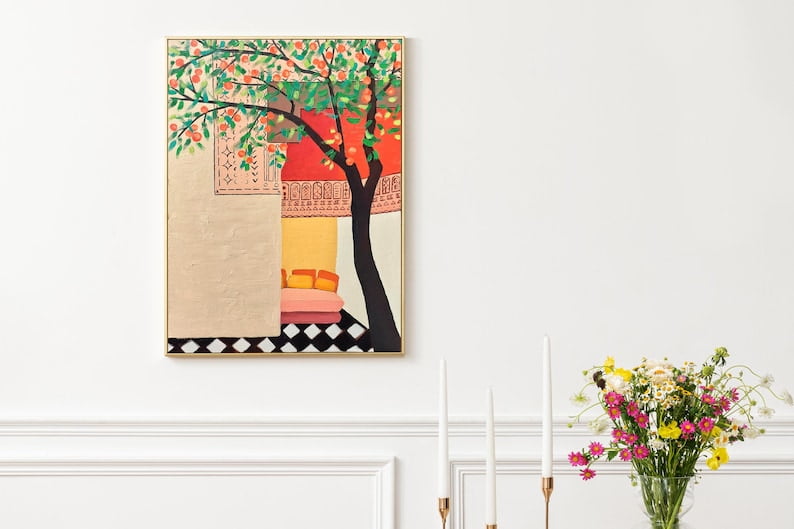 Large Moroccan Cafe Scene - Abstract Art New Home Oil Painting Original ...