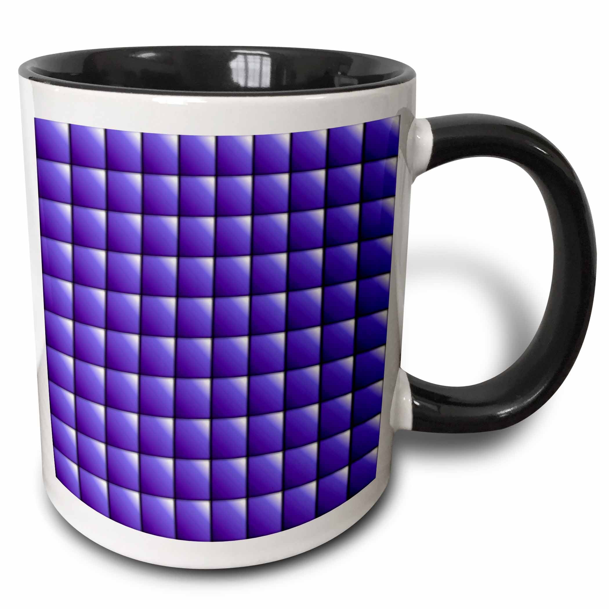 3drose, Large Mosaic Tiles Pattern in Purple, 11oz Two-tone Black Mug ...