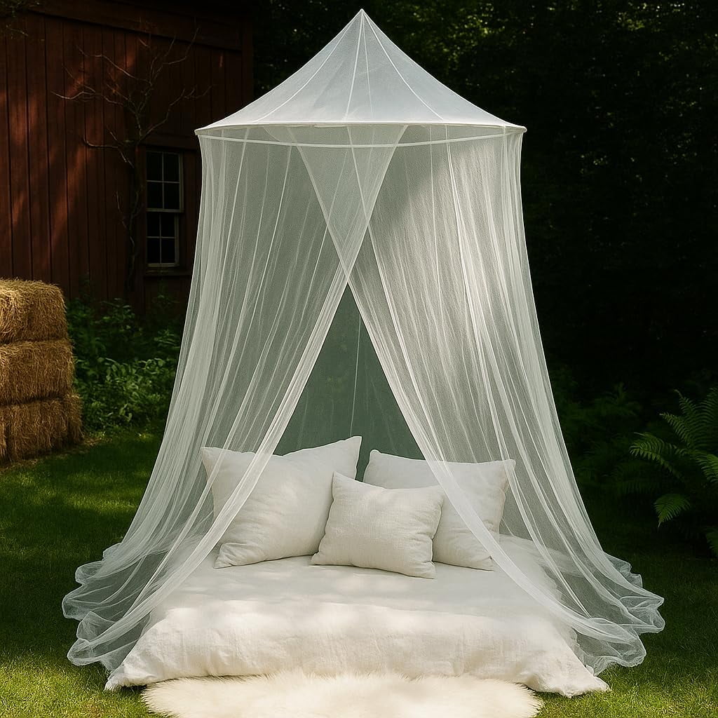 Large Mosquito Net for Bed or Outdoor Patio | 5FT Diameter Top Ring ...