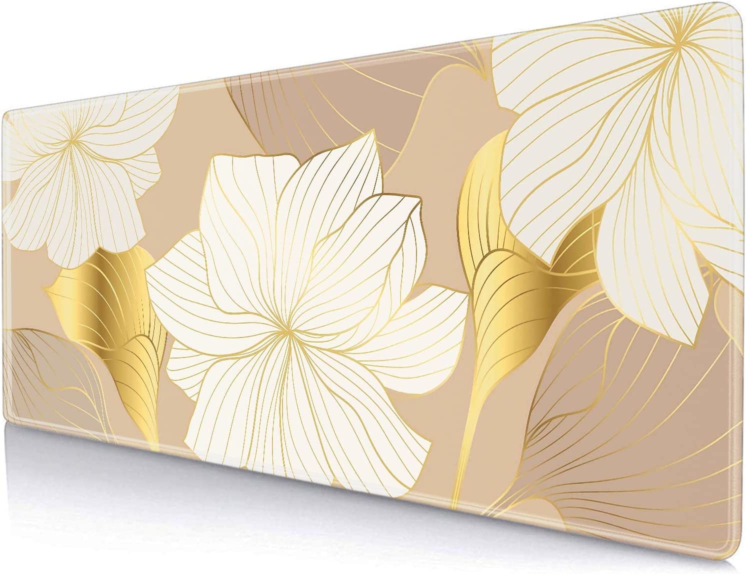 Large Mouse Desk Pad, Gold Flower Line Arts Mouse Pad Mat, Luxury Lotus ...