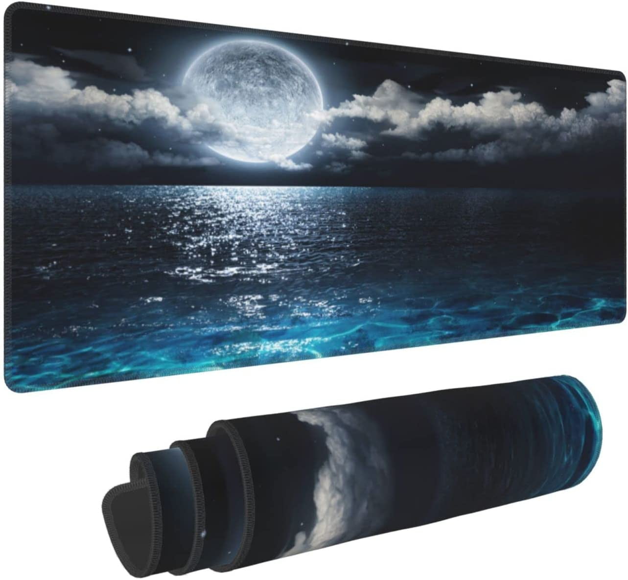 Large Mouse Pad Anime Moon Ocean Desk Mat Extended Gaming Mouse Pad XXL ...