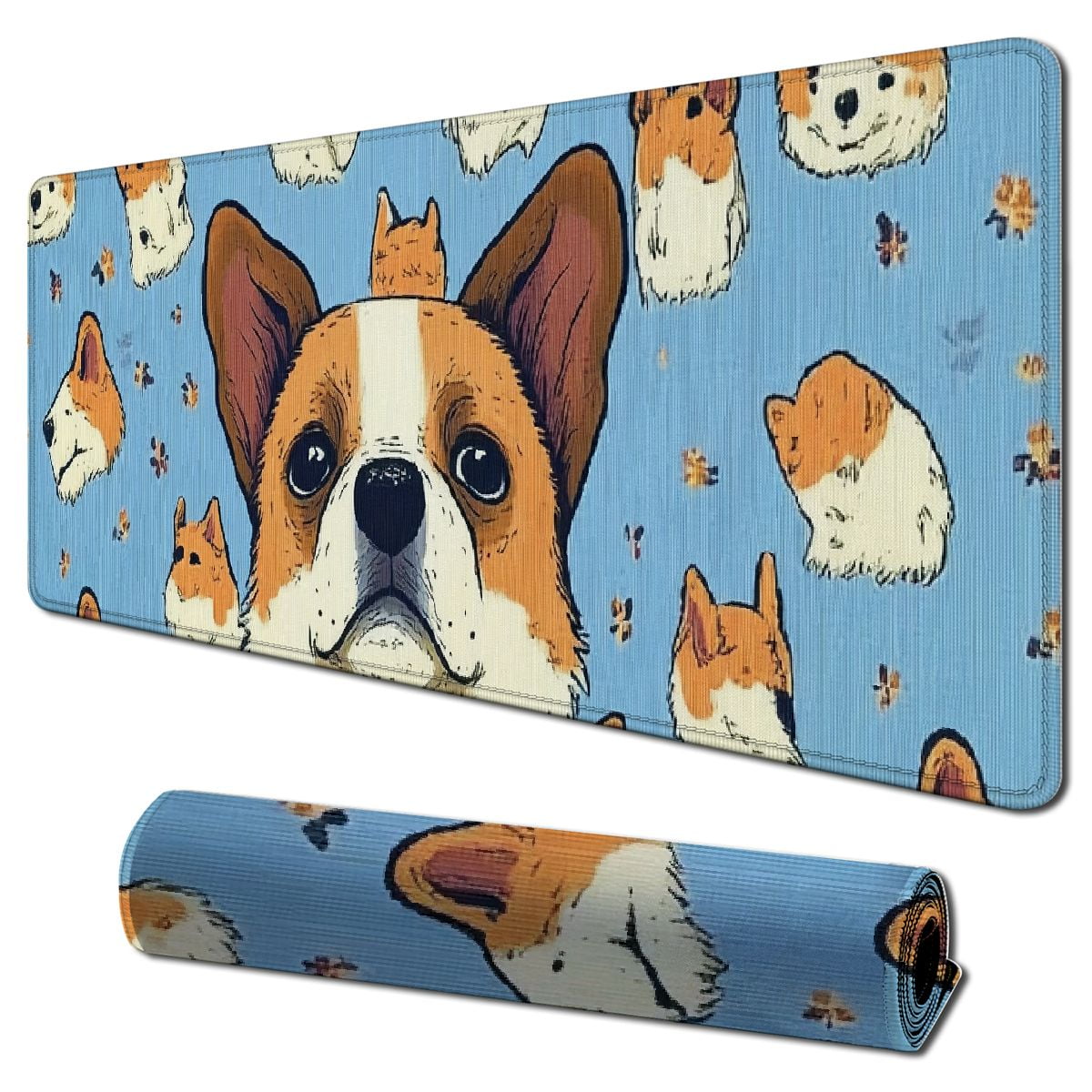 Large Mouse Pad Cartoon Sleep Corgi Cute Blue Extended Gaming Mouse Pad ...