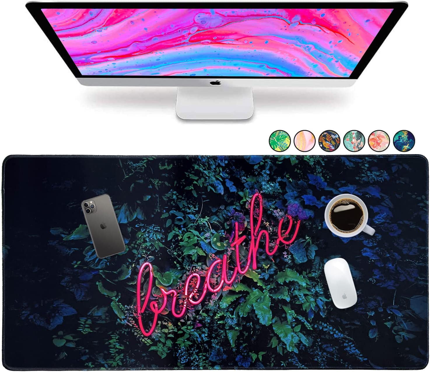 Large Mouse Pad, Desk Mat Keyboard Pad Desktop Home Office School ...