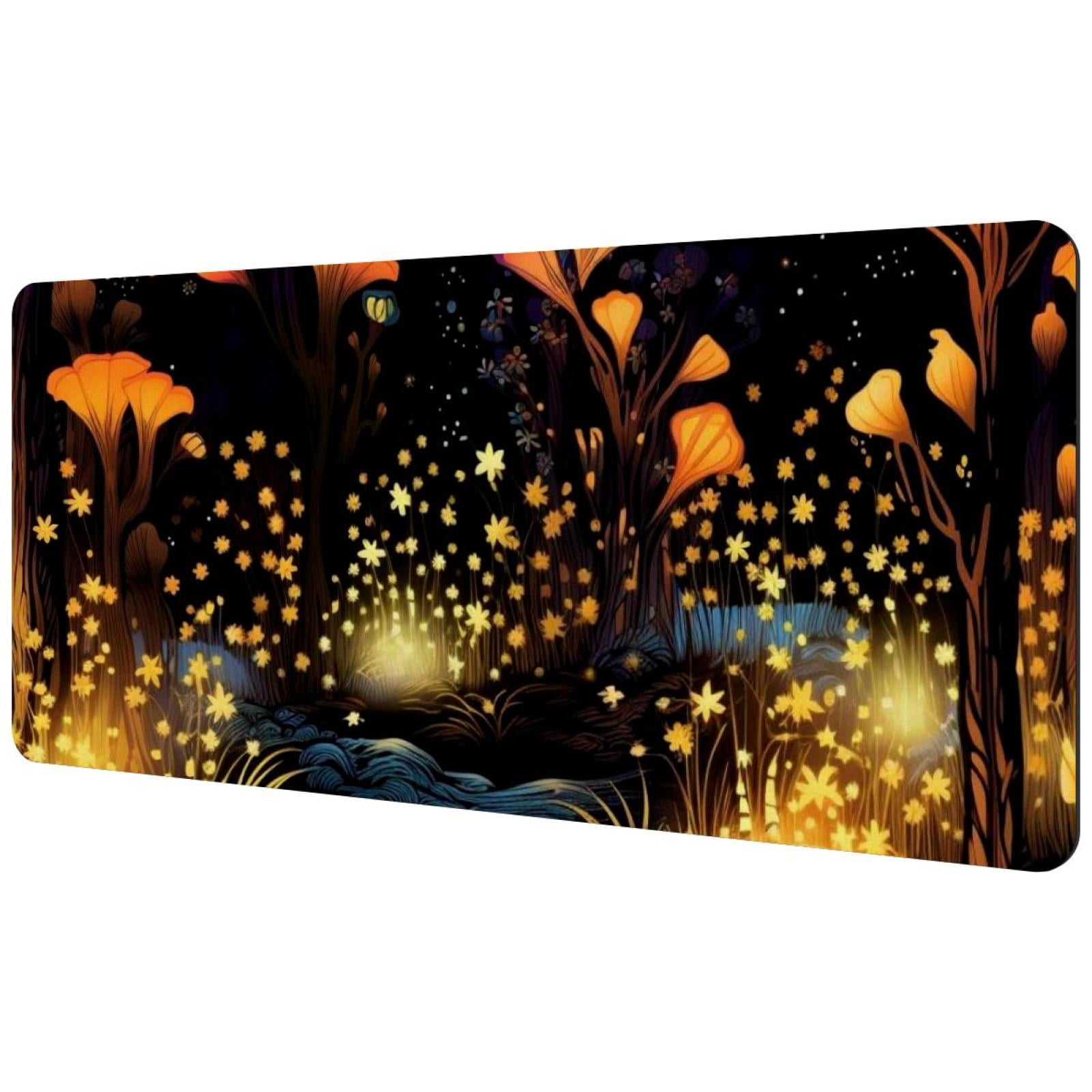 Large Mouse Pad, Desk Mat for Desktop Gaming Desk Pad, Light Bug Plants ...