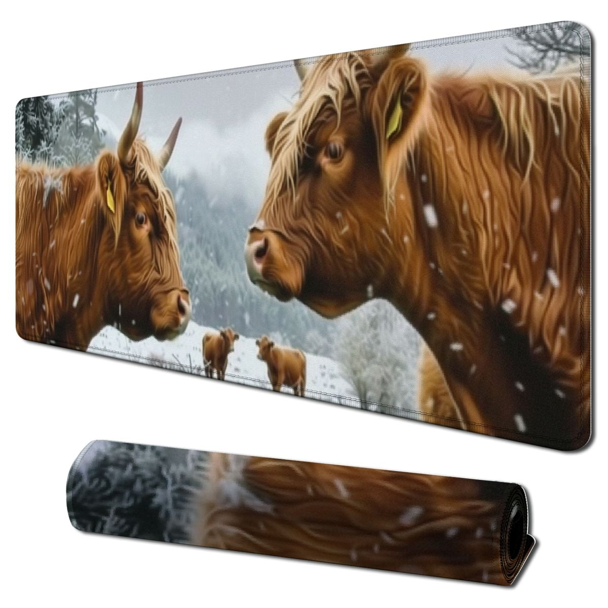 Large Mouse Pad Gaming Aesthetic Animals Winter Highland Cattle Big ...