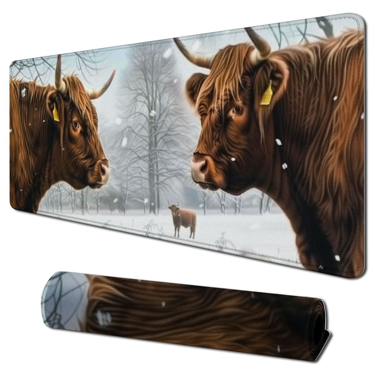 Large Mouse Pad Gaming Aesthetic Animals Winter Highland Cattle Desk ...