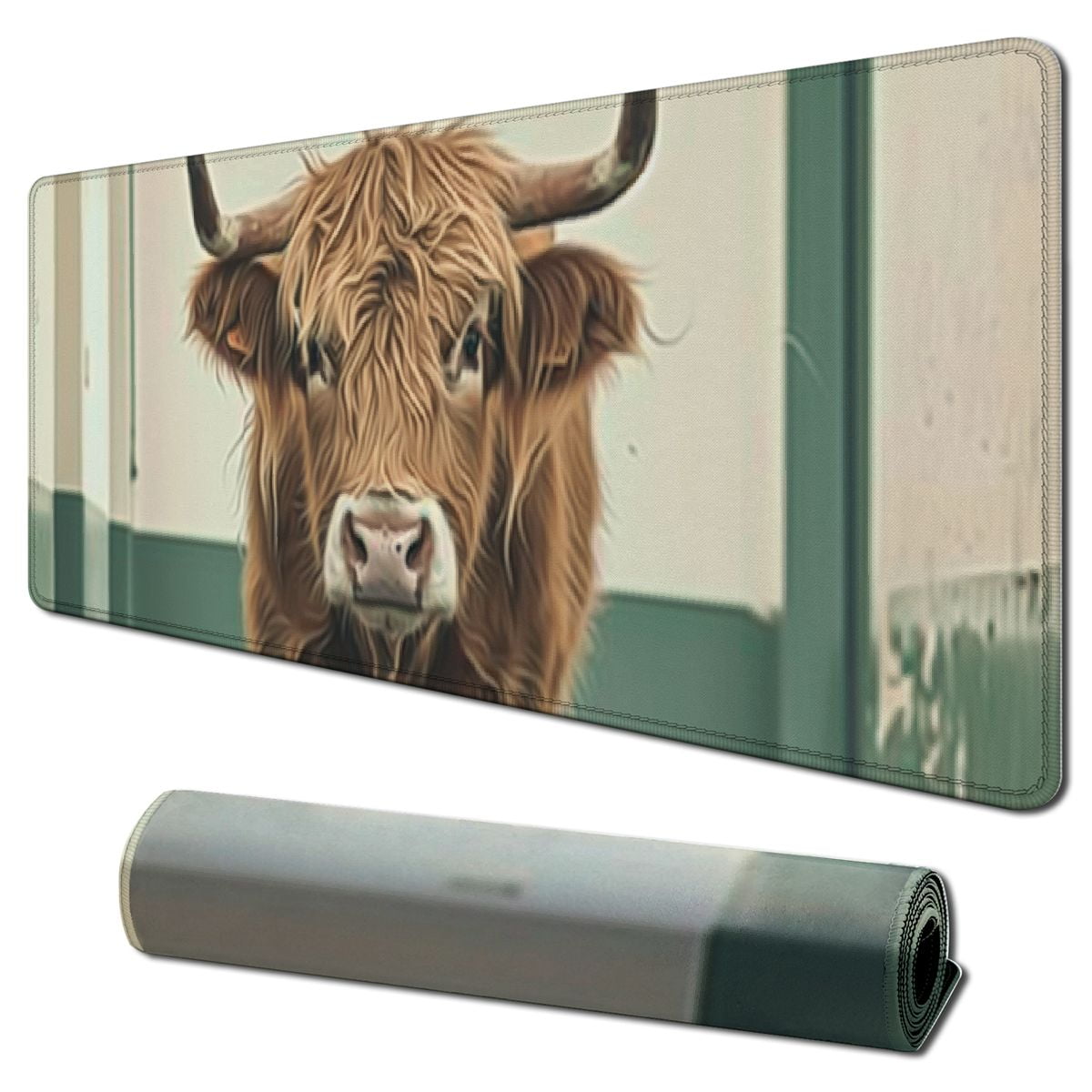 Large Mouse Pad Gaming Cartoon Cute Animals Highland Cattle Cute Desk ...