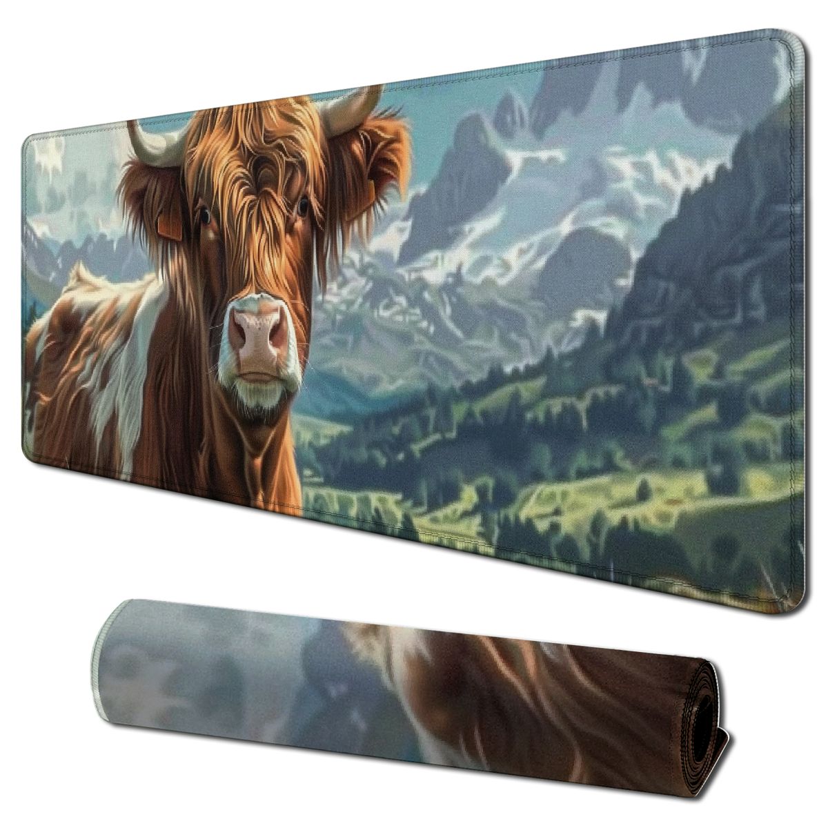 Large Mouse Pad Gaming Cute Aesthetic Mountain Animals Highland Cattle ...