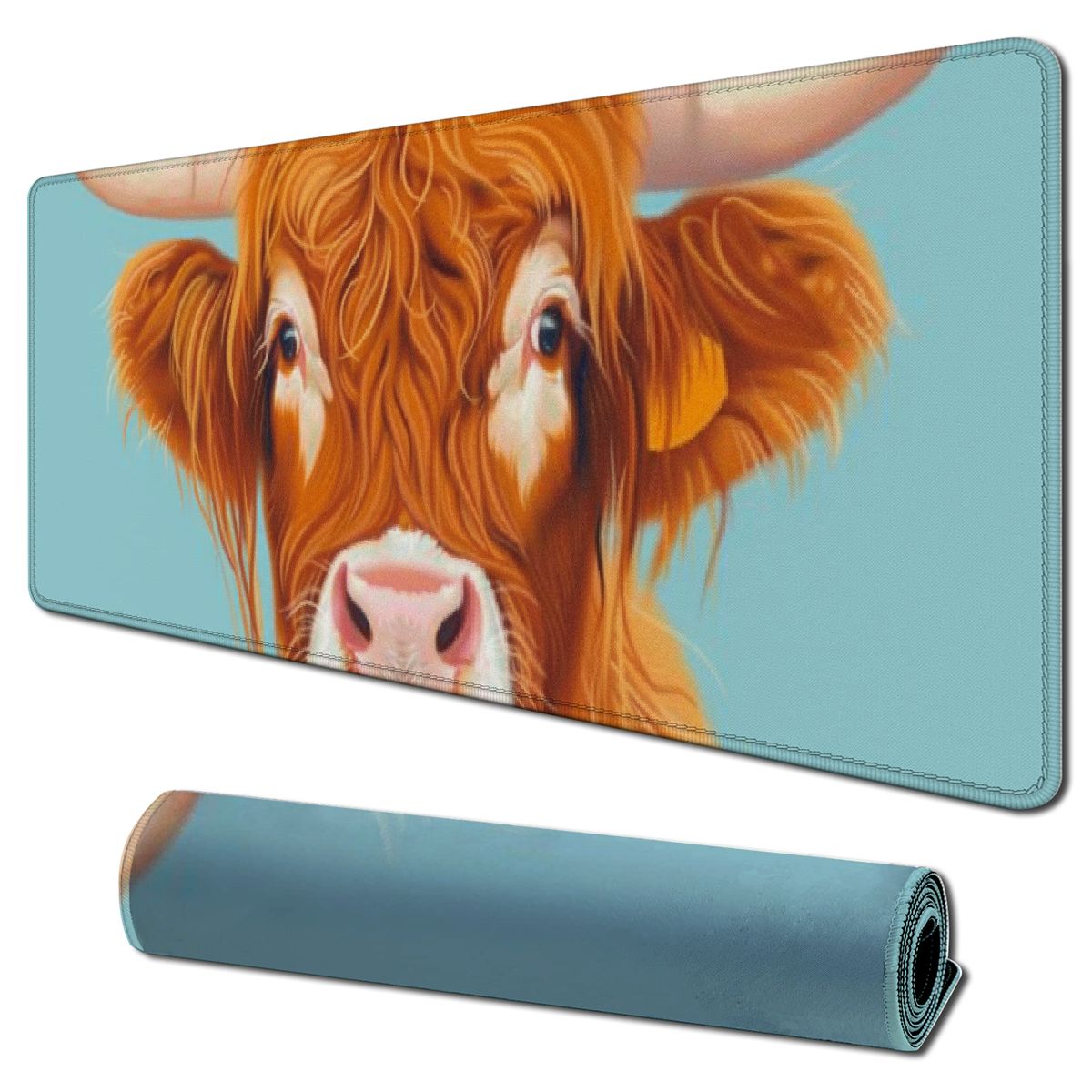 Large Mouse Pad Gaming Cute Blue Cartoon Aesthetic Animals Highland ...