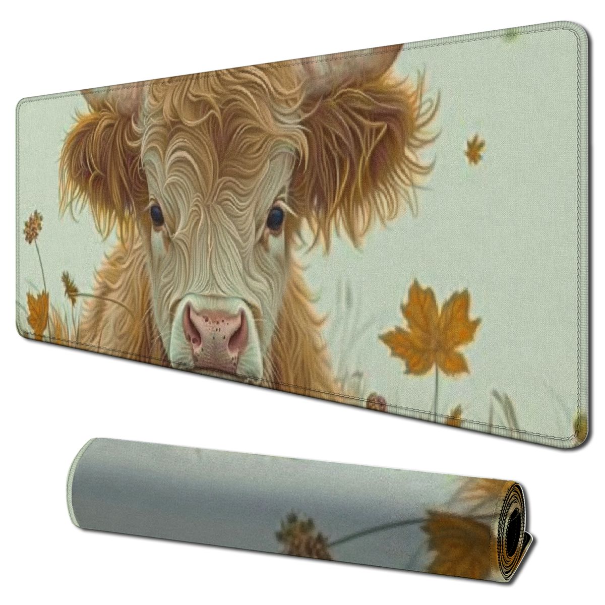 Large Mouse Pad Gaming Cute Calf Highland Cattle Animals Desk Mat for ...