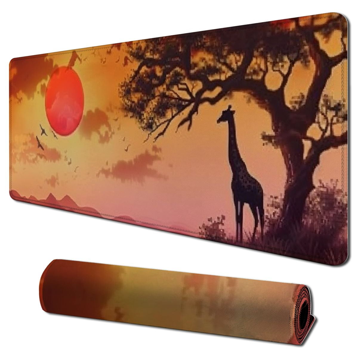 Large Mouse Pad Gaming Mousepad Ancient Japanese Landscape Orange ...