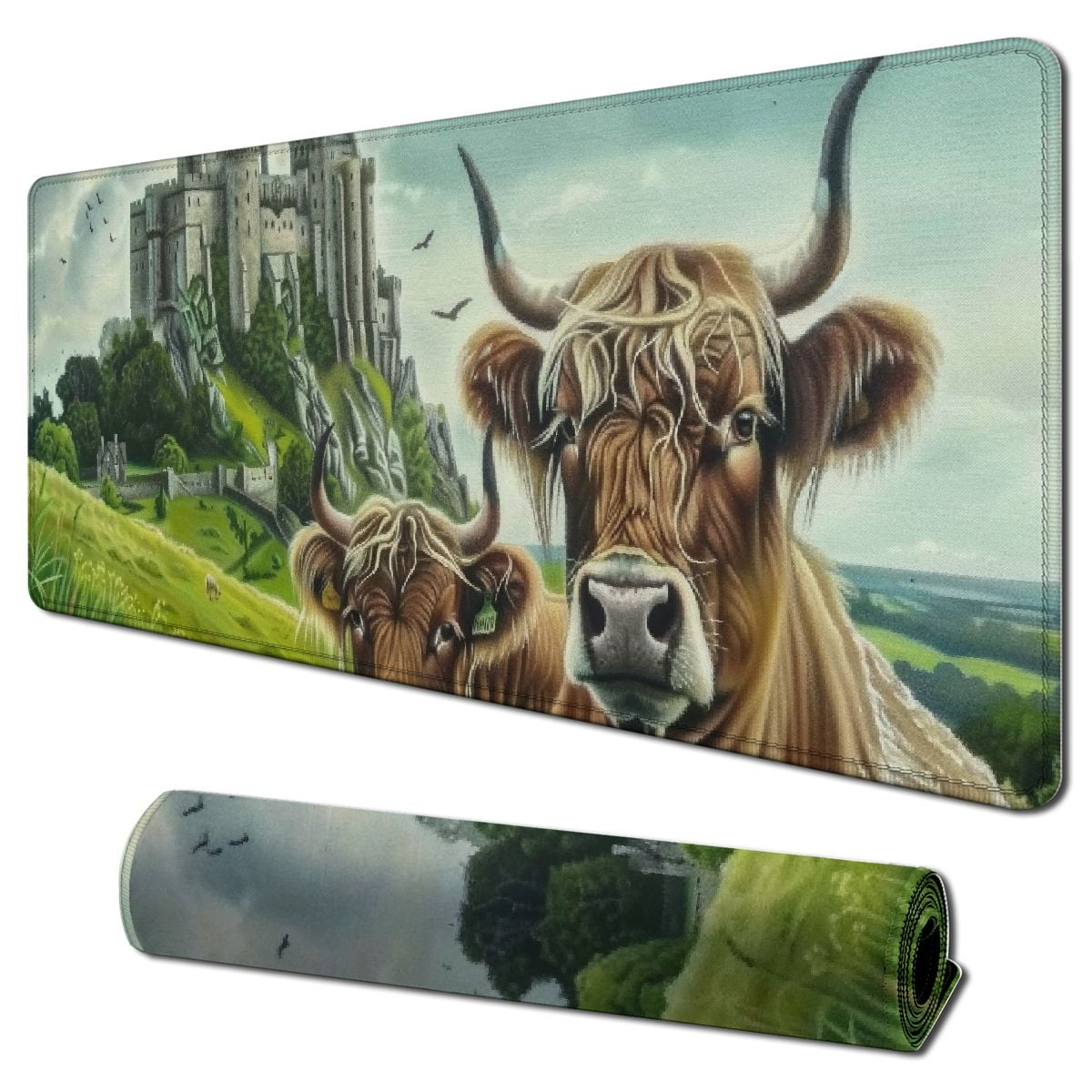 Large Mouse Pad Gaming Mousepad Animals Cartoon Funny Highland Cattle ...