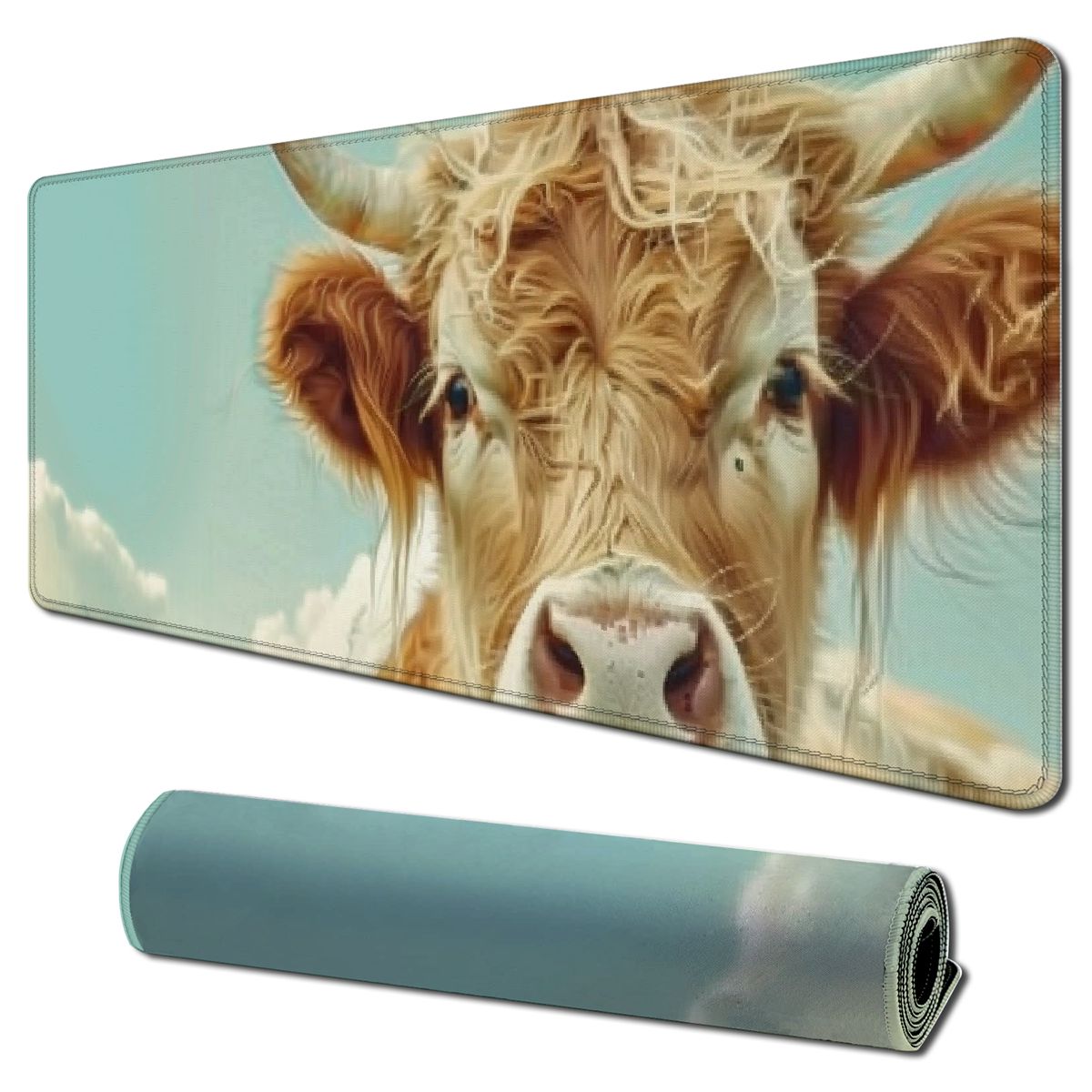 Large Mouse Pad Gaming Mousepad Cute Animals Watecolor Style Highland ...