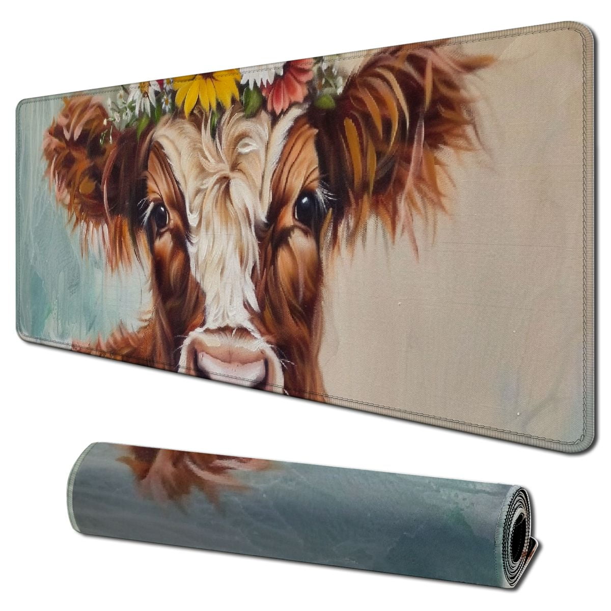 Large Mouse Pad Gaming Mousepad Highland Cattle Watecolor Style ...