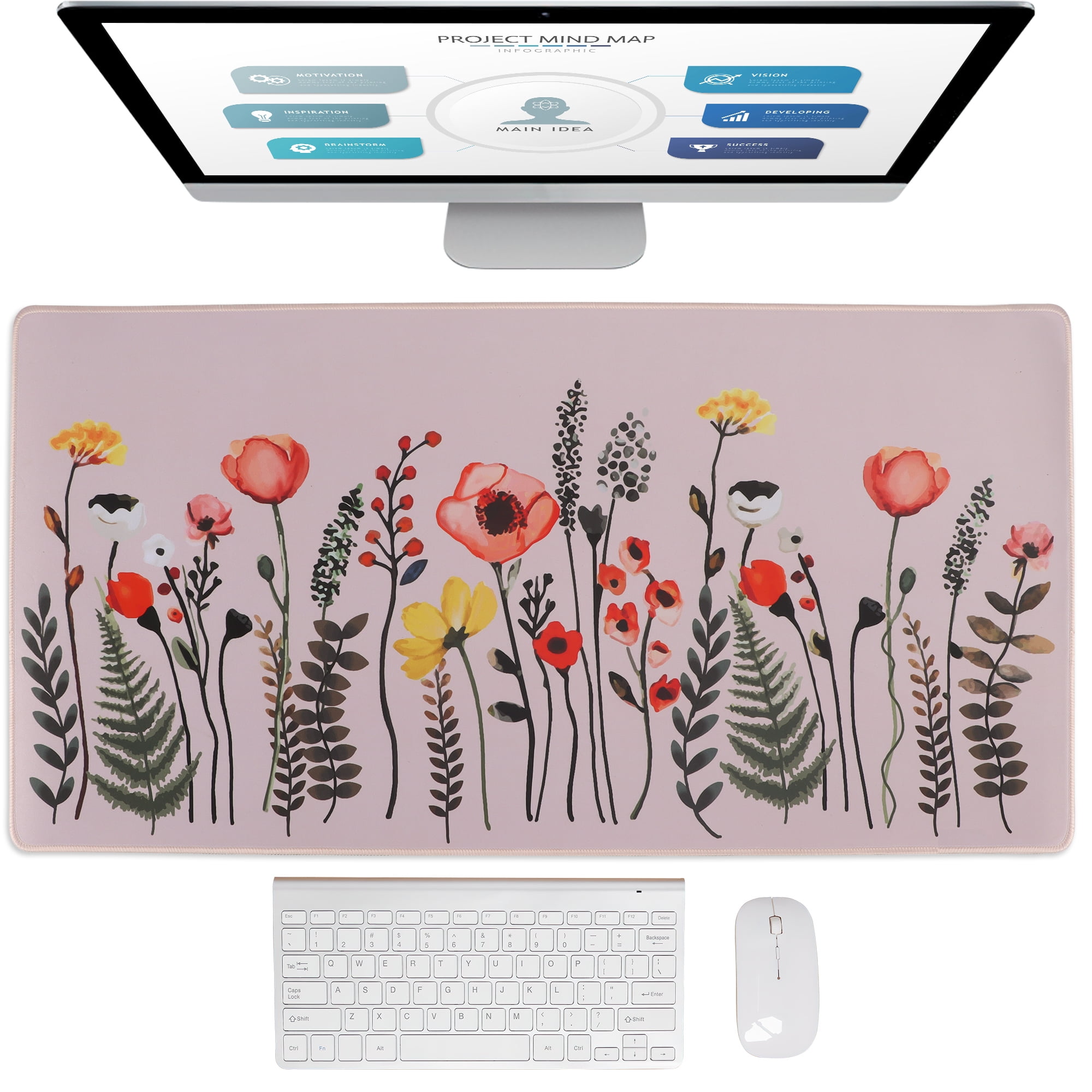 Floral Pattern Large Mouse Pad, Non-Slip, For Gaming and Office Use, 31 ...