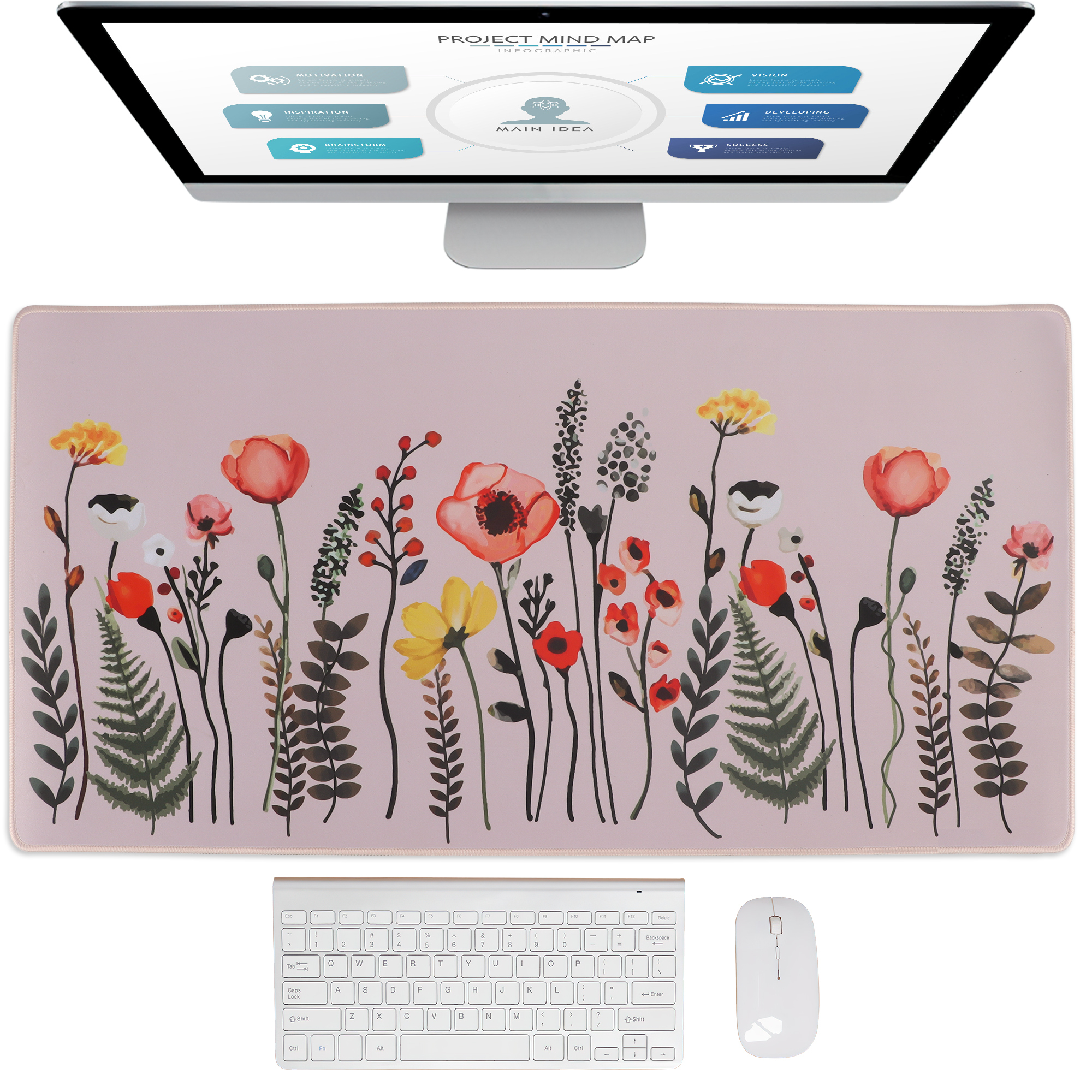 3dRose Large Painted Black Pink n Gray Circles, Mouse Pad, 8 by 8 ...