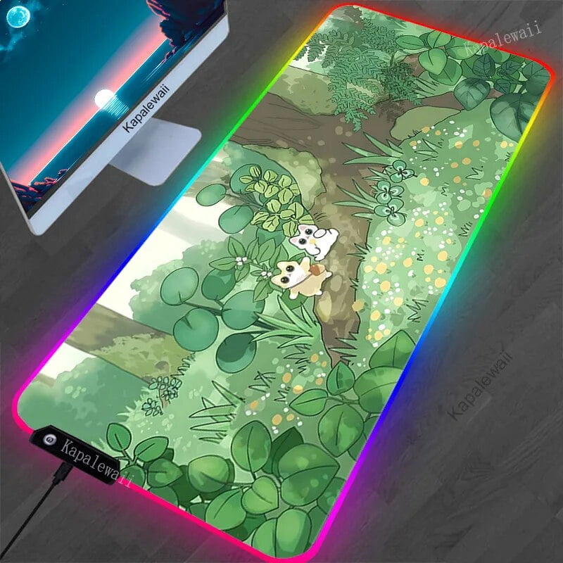 Large Mouse Pad Green Plant Big Computer Mousepads Kawaii Bear Gaming ...