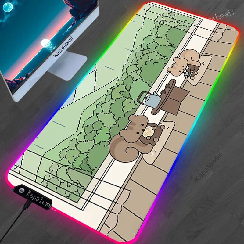 Large Mouse Pad Green Plant Big Computer Mousepads Kawaii Bear Gaming ...