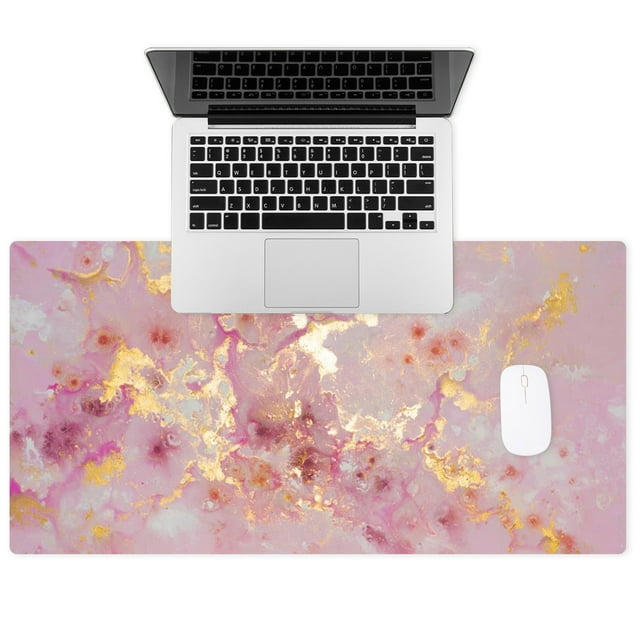 Large Mouse Pad Pink Desk Mat for Desktop, Women Girls PU Leather ...