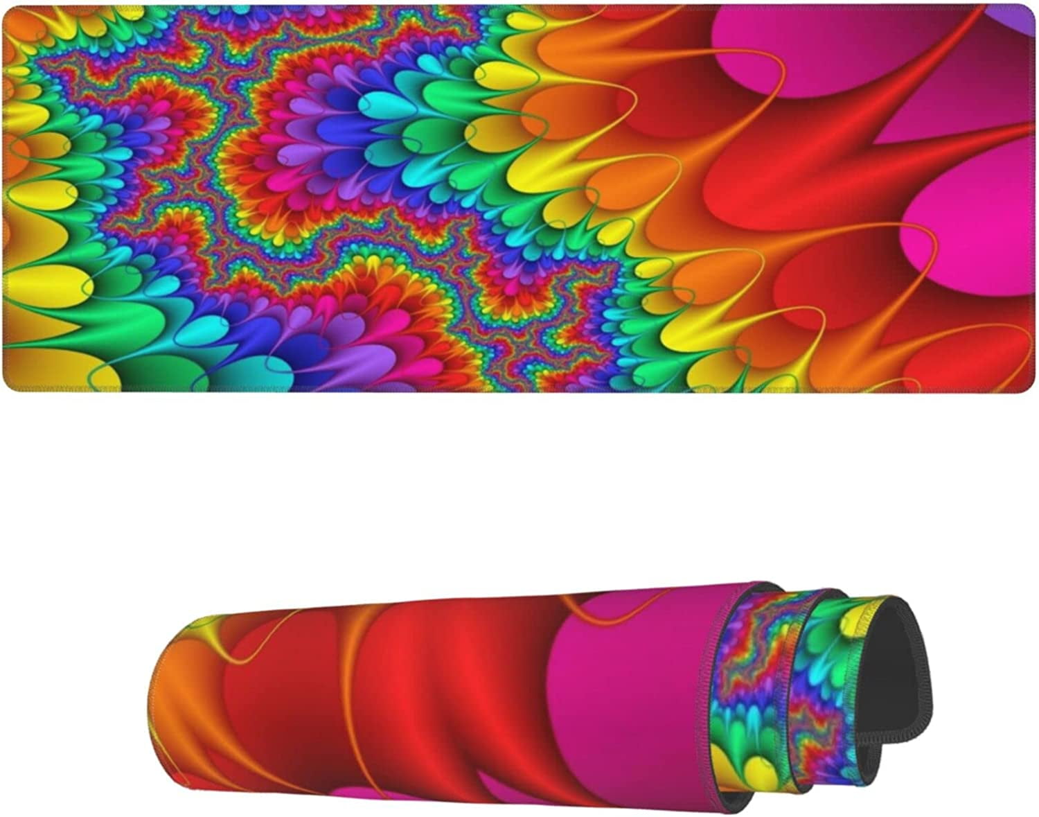 Large Mouse Pad Tie Dye Abstract Rainbow Color Extended Gaming Mouse ...