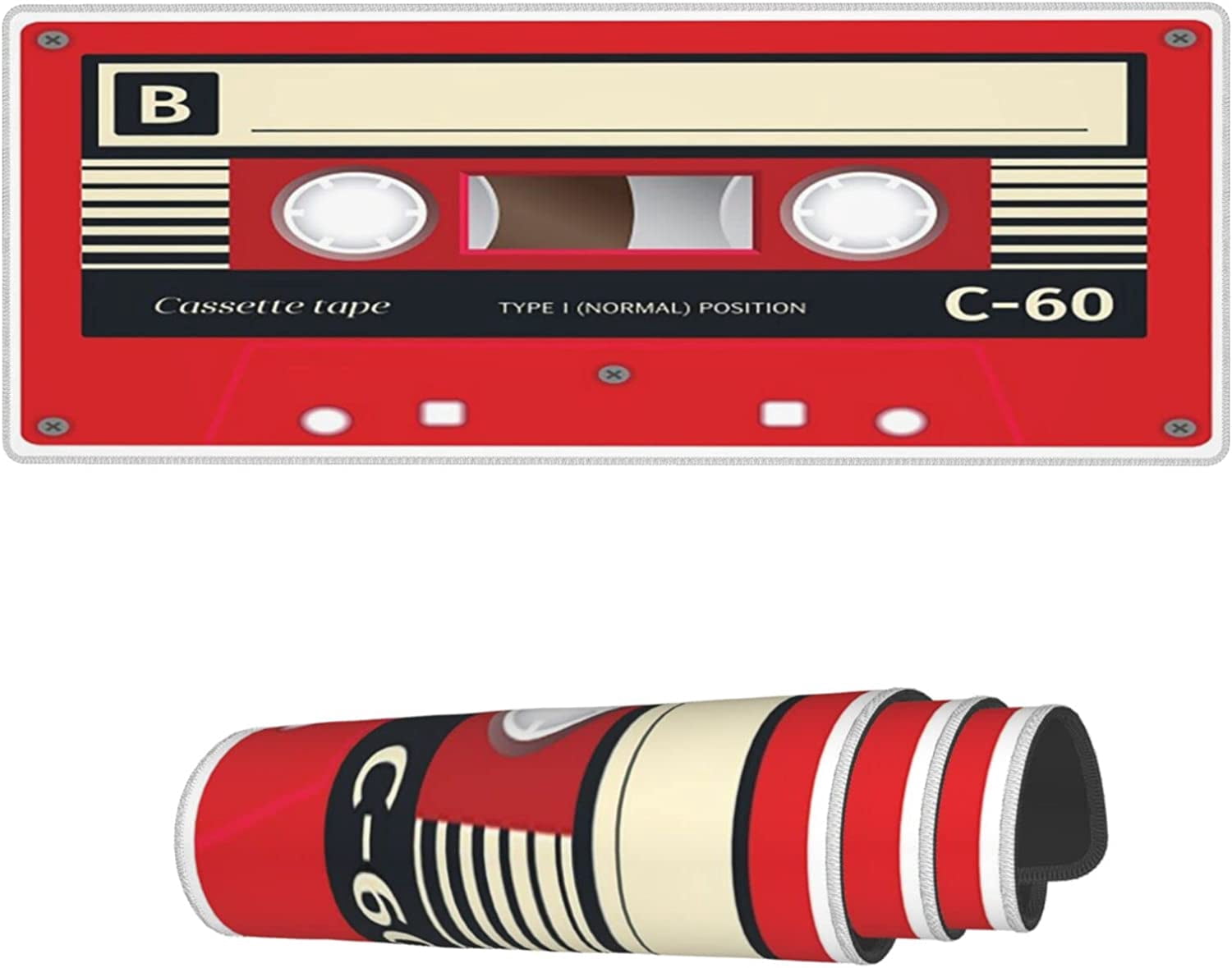 Large Mouse Pad Vintage Cassette Tape Red Extended Gaming Mouse Pad ...