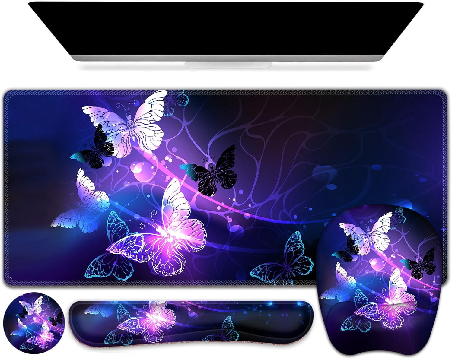 Large Mouse Pad with Wrist Support 4in1 Set, XXL Game Mousepad ...