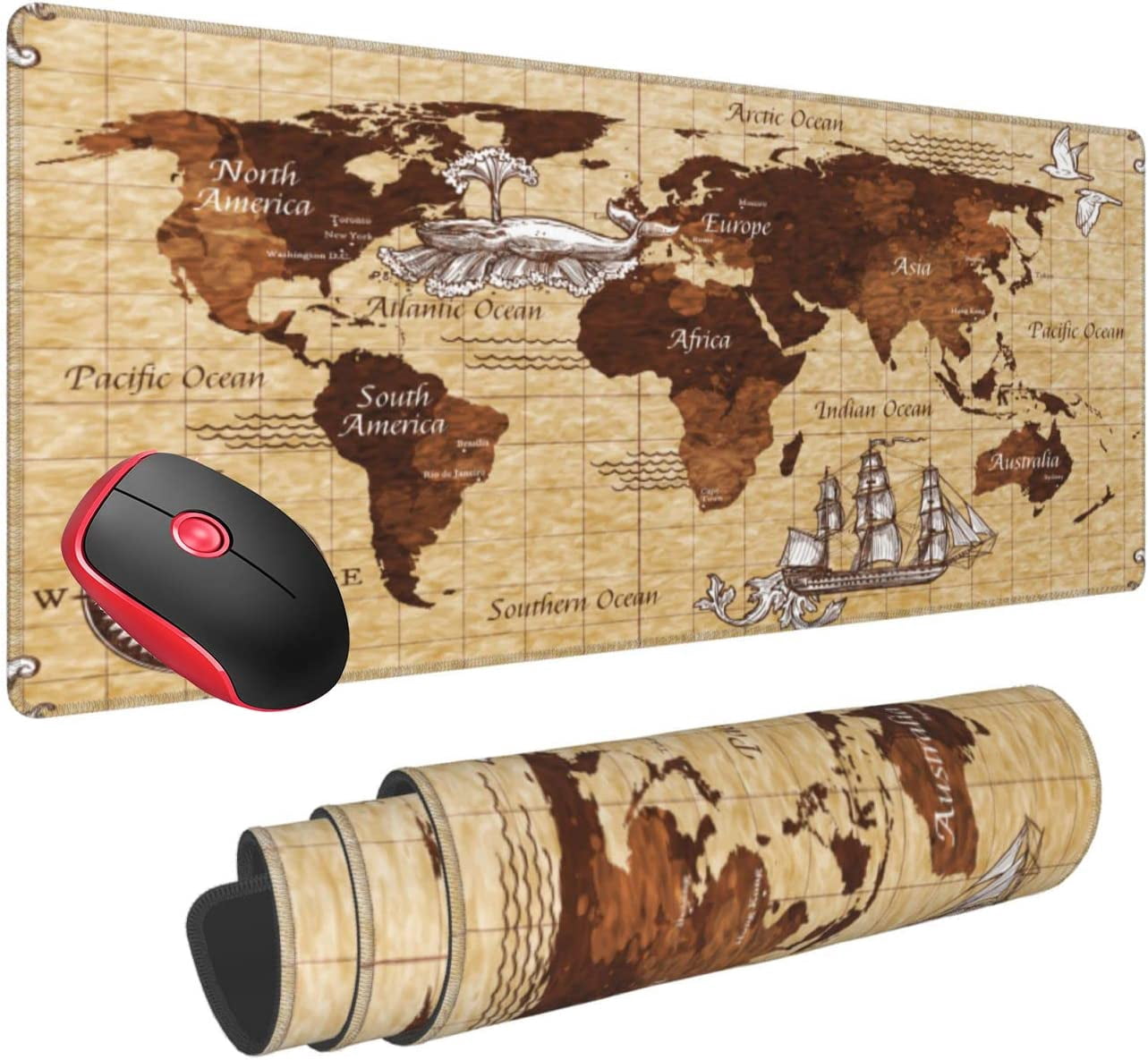 Large Mouse Pad XXL, World Map Gaming Mouse Pad, Big Desk Mat with ...