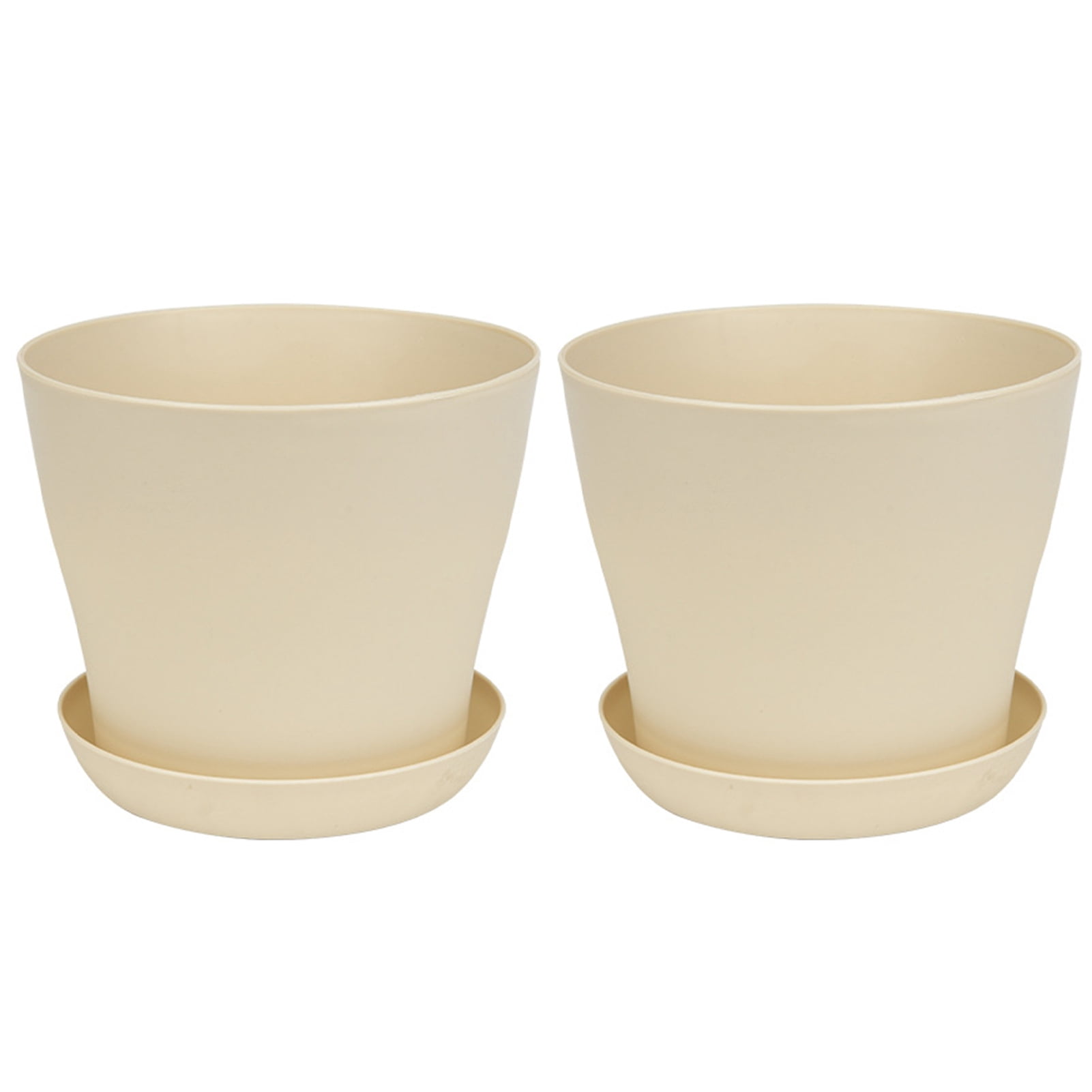 Large Mouth Flower Pot with Saucer - 2Pcs PP Plant Containers with ...