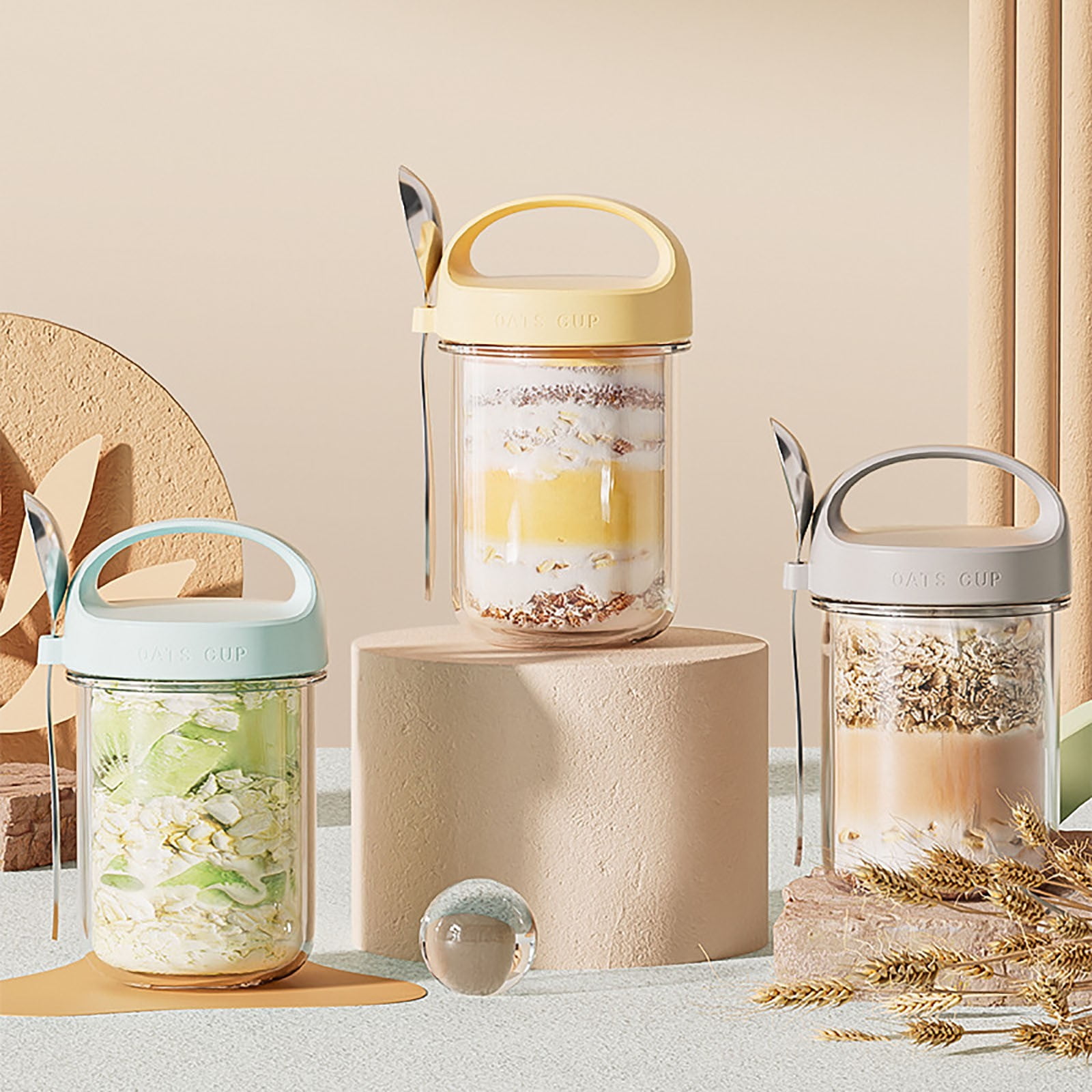 Large Mouth Glass Sealed Jar With Spoon Airtight Storage For Overnight ...