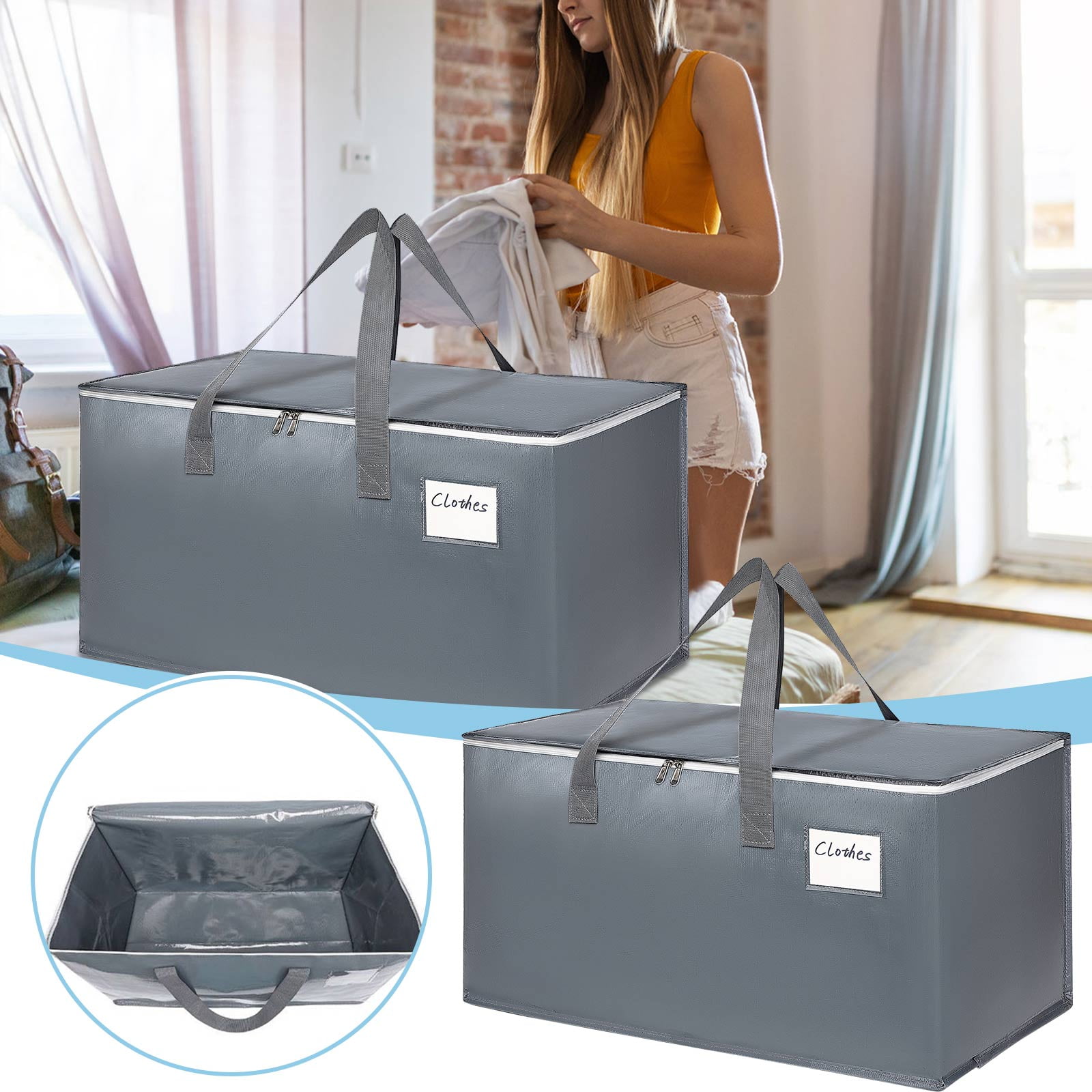 Large Moving Boxes with Zippers, Reinforced Handles and Tag Pocket ...