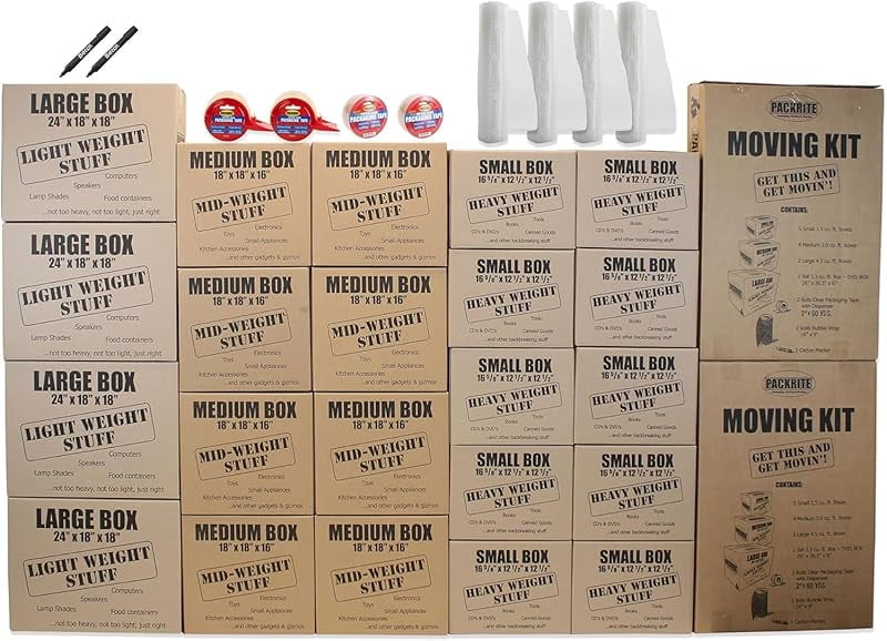 Large Moving Kit, 2 Room Small Apartment Moving Boxes Kit, 24 Moving ...