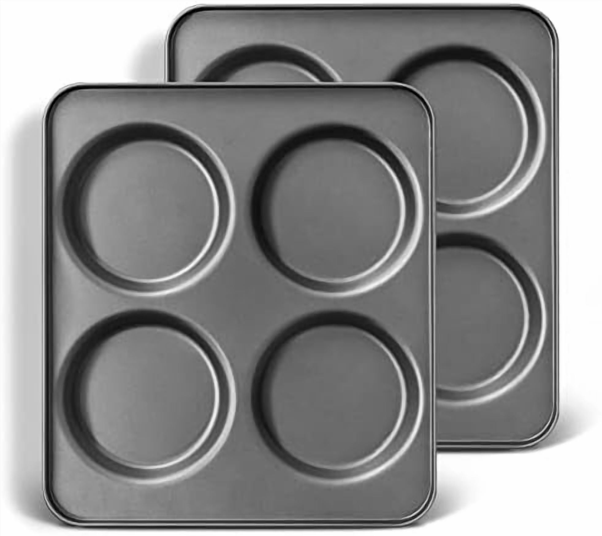 Large Muffin Top Pan Set of 2, 4 Cup Nonstick Hamburger Bun Baking Pan ...