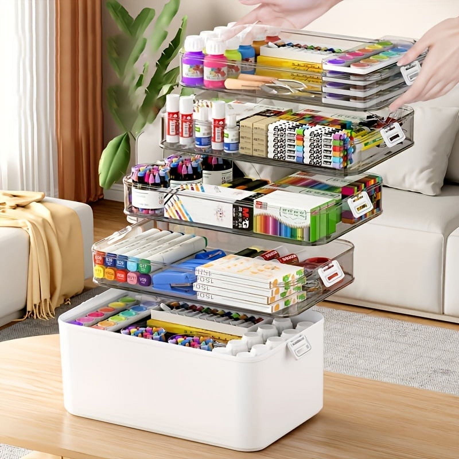 Large Multi-Layer Storage Box - Transparent Portable Organizer for Home ...