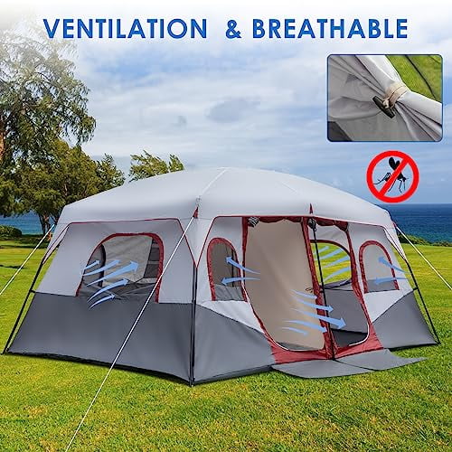 Large Multi Room Tent for Family,10 Person Family Cabin Tent,2 Room ...