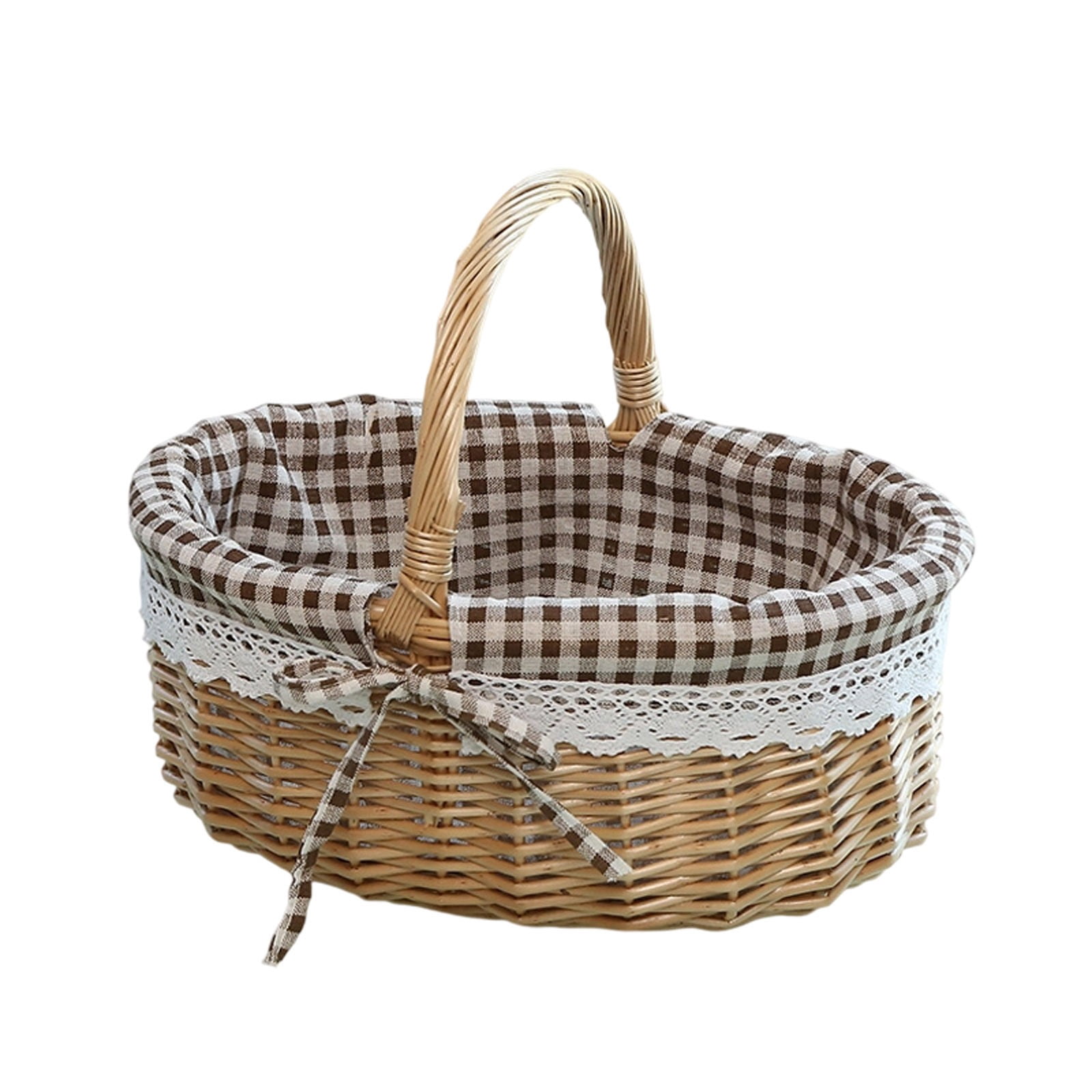 Large Multipurpose Wicker Basket with Handle,13.7 x 10.2 x 12.6 Inch ...