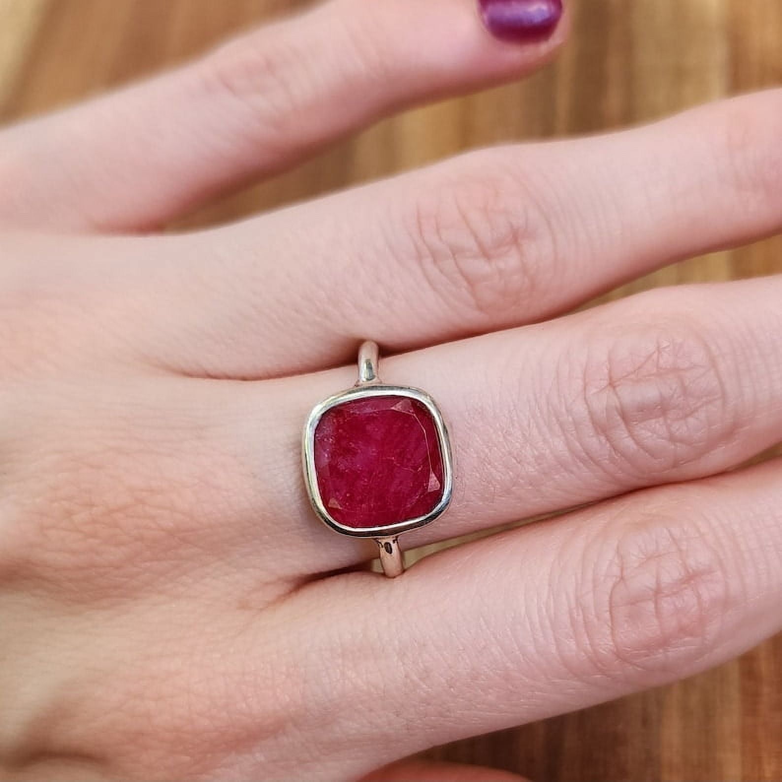 Large Natural Ruby Bezel Ring, 5 ct ruby ring that touches skin ...