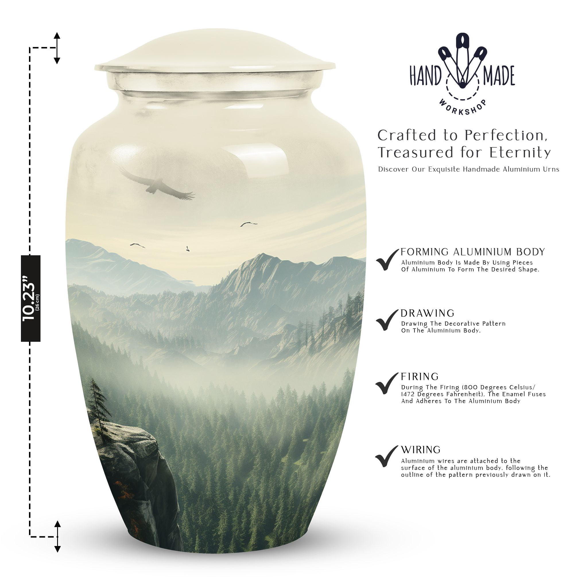Large Nature Forest And Mountain With Souring Peace Bird Urn ...