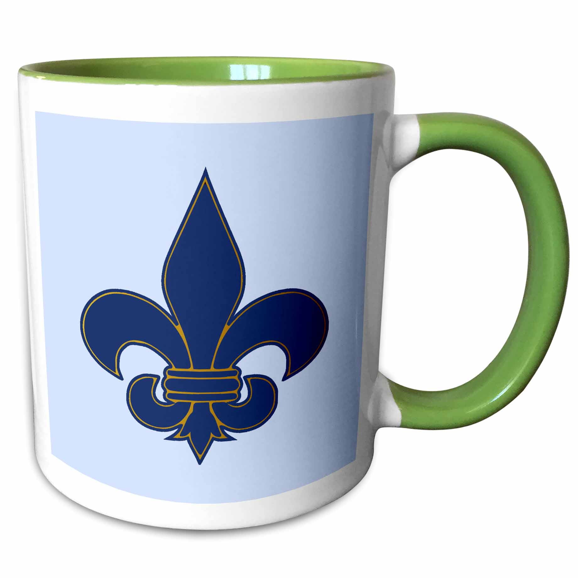 Large Navy Blue and Gold Fleur de lis Christian Saints Symbol 15oz Two ...