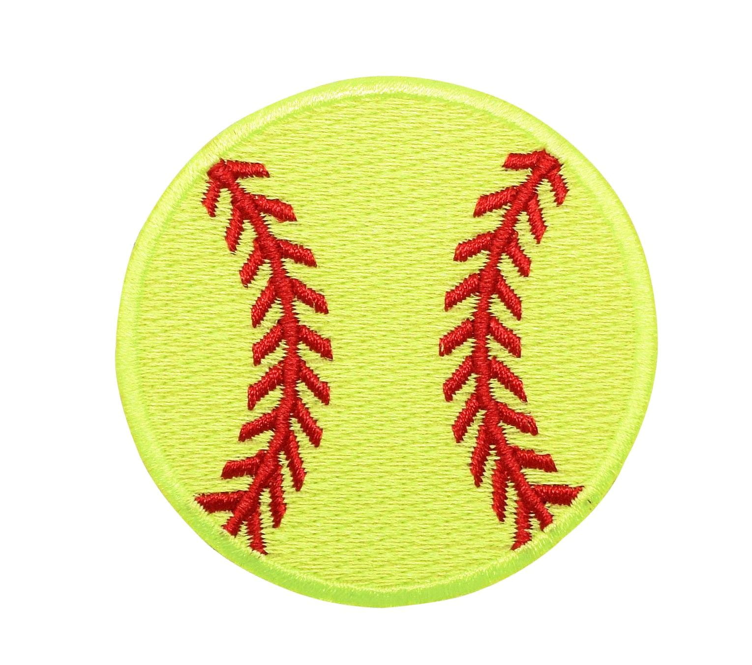 Large Neon Yellow Softball - Iron on Applique/Embroidered Patch ...