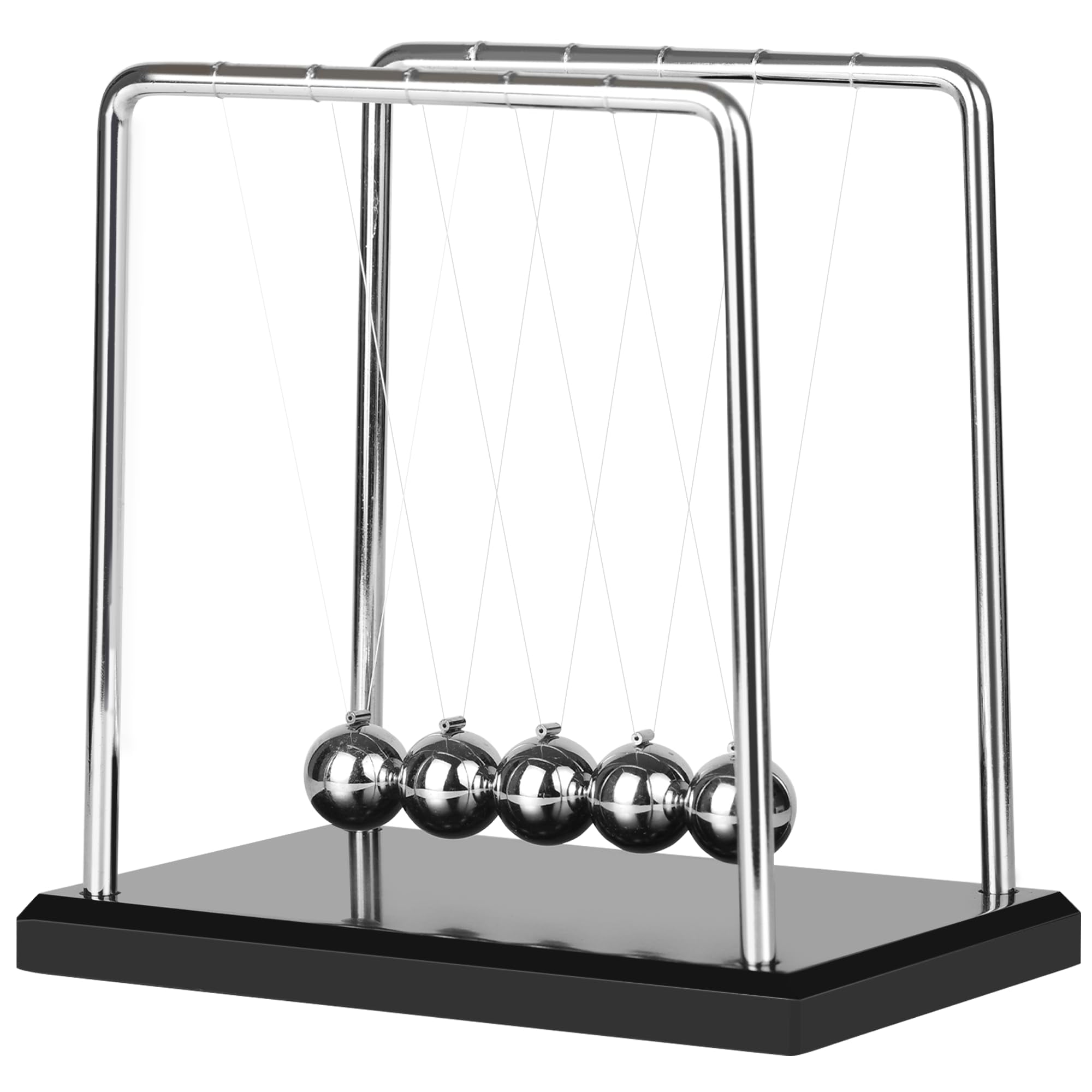 Large Newtons Cradle Balance STF9 Pendulum 5 Balls, Wooden Base Newton ...