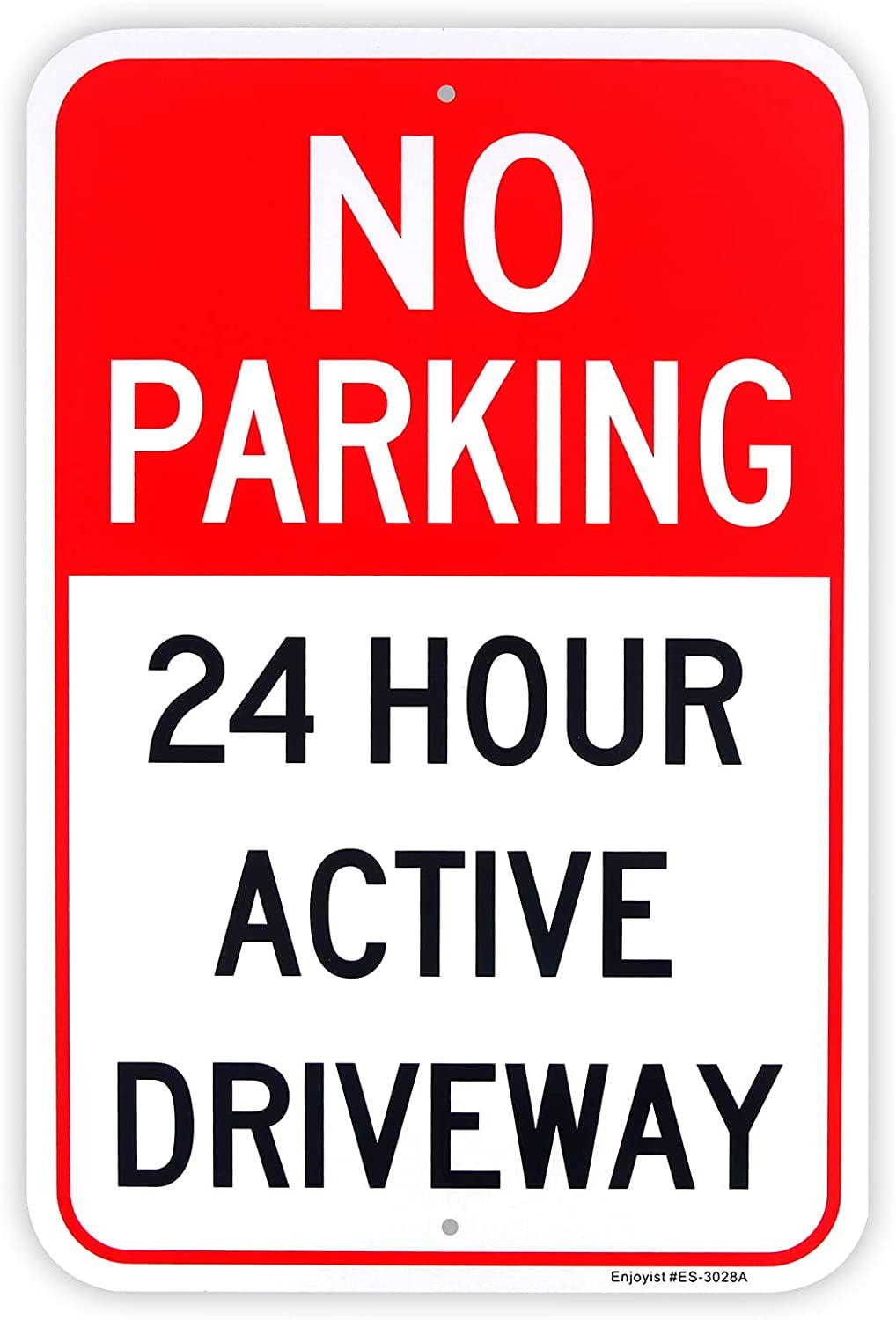 Large No Parking 24 Hour Active Driveway Sign, 8" x 12" .04" Aluminum ...