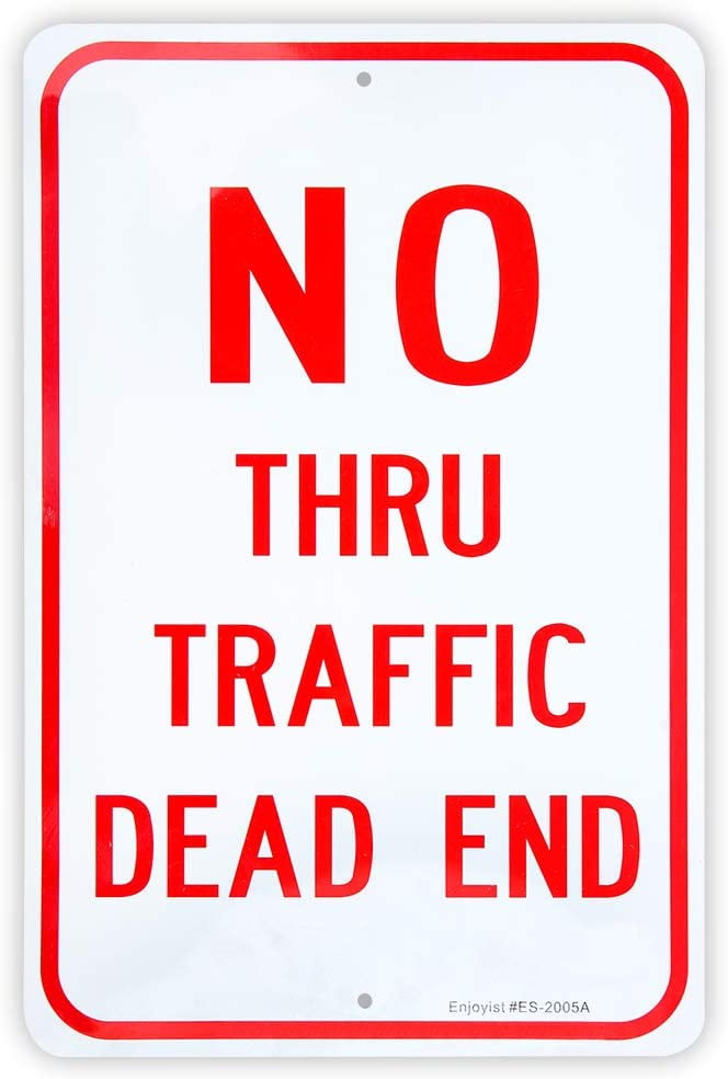 Large No Thru Traffic Sign, Dead End Sign, 18"x 12"Aluminum Reflective ...
